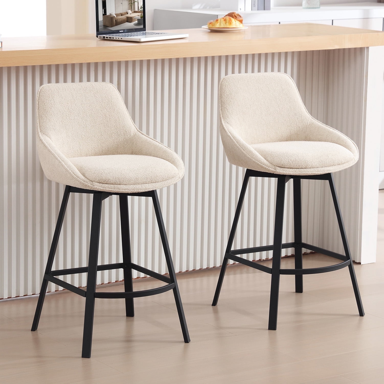 Zesthouse 25.6" Swivel Counter Height Bar Stools Set of 2, Modern ...