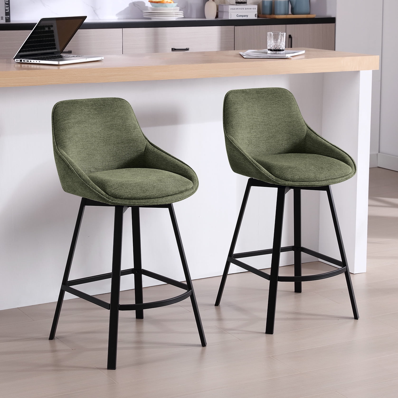 Zesthouse Swivel Counter Height Bar Stools Set of 2, 25.6" Modern ...