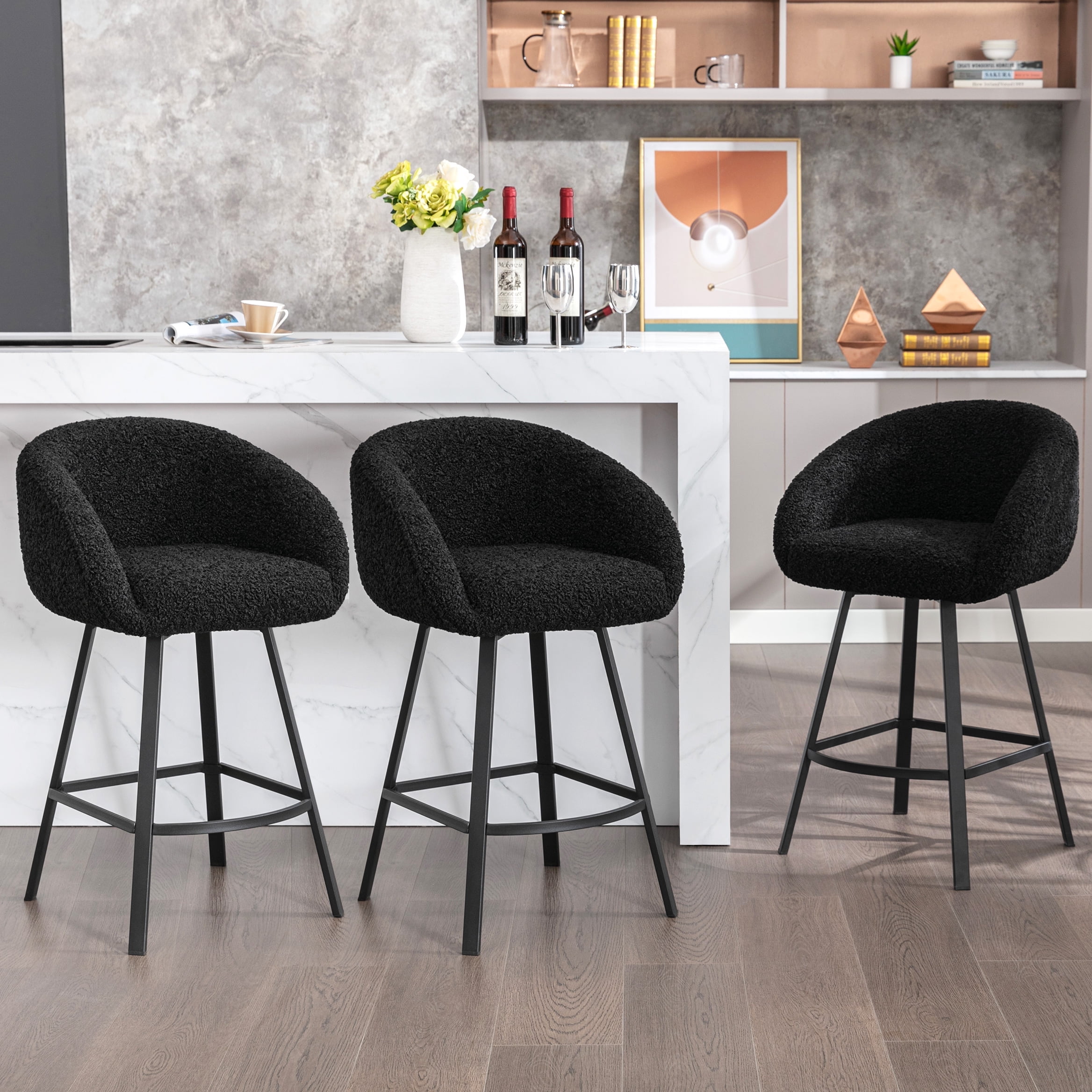 Zesthouse Swivel Counter Height Bar Stools Set of 3, 25.6" Counter ...
