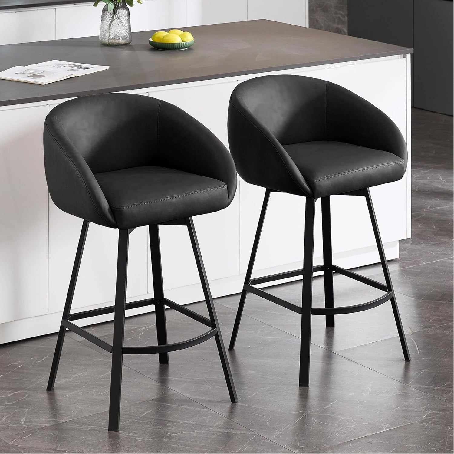 Zesthouse Swivel Counter Height Stools Set of 2, Modern Bar Stools for ...