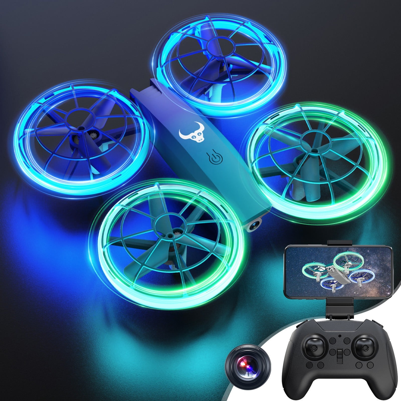 ZestqaQ Drone with 1080P FPV Camera, Cool LED Lights, and Full Guards ...