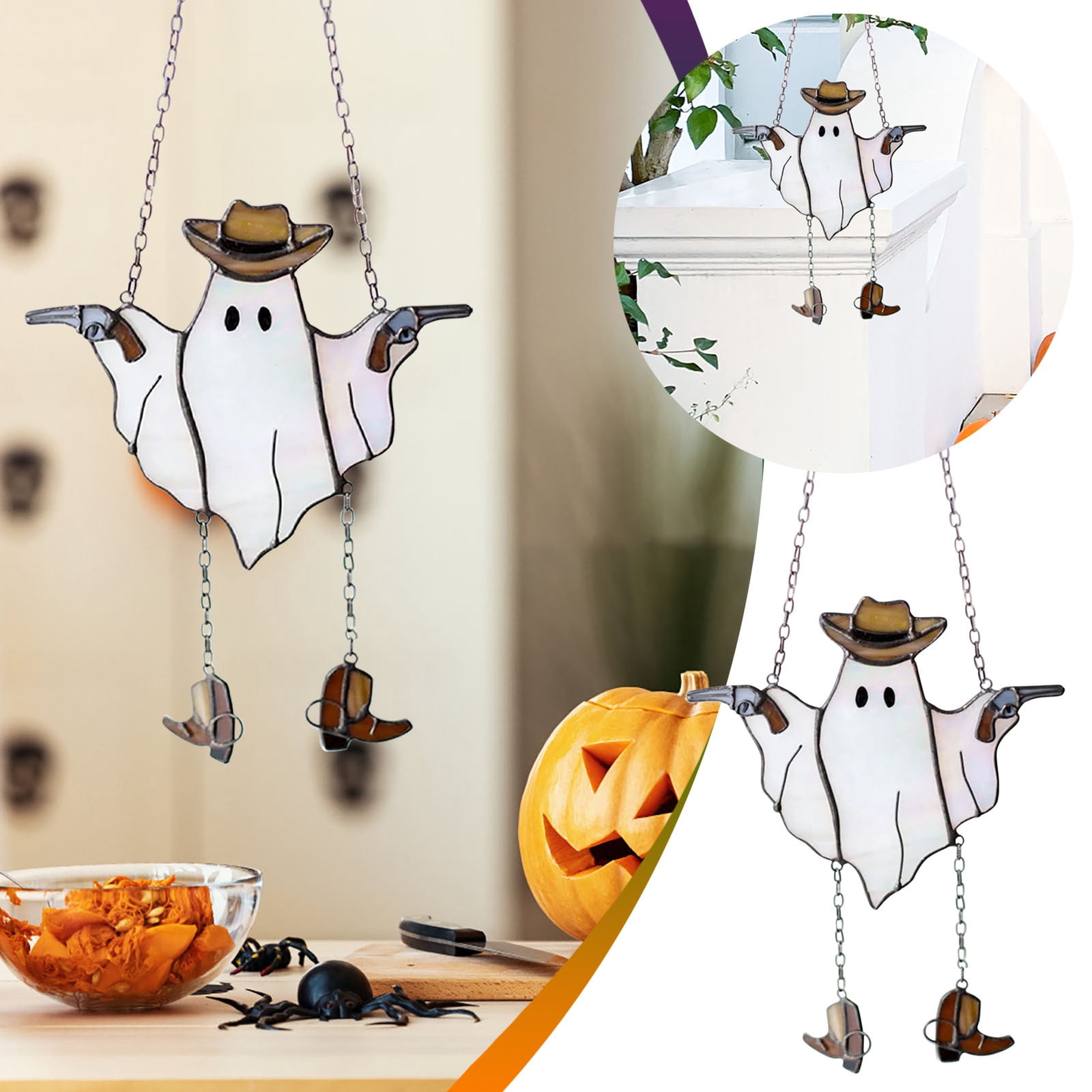 ZestqaQ Halloween Decorations, Ghost Hanging Ornaments, Acrylic Scene ...