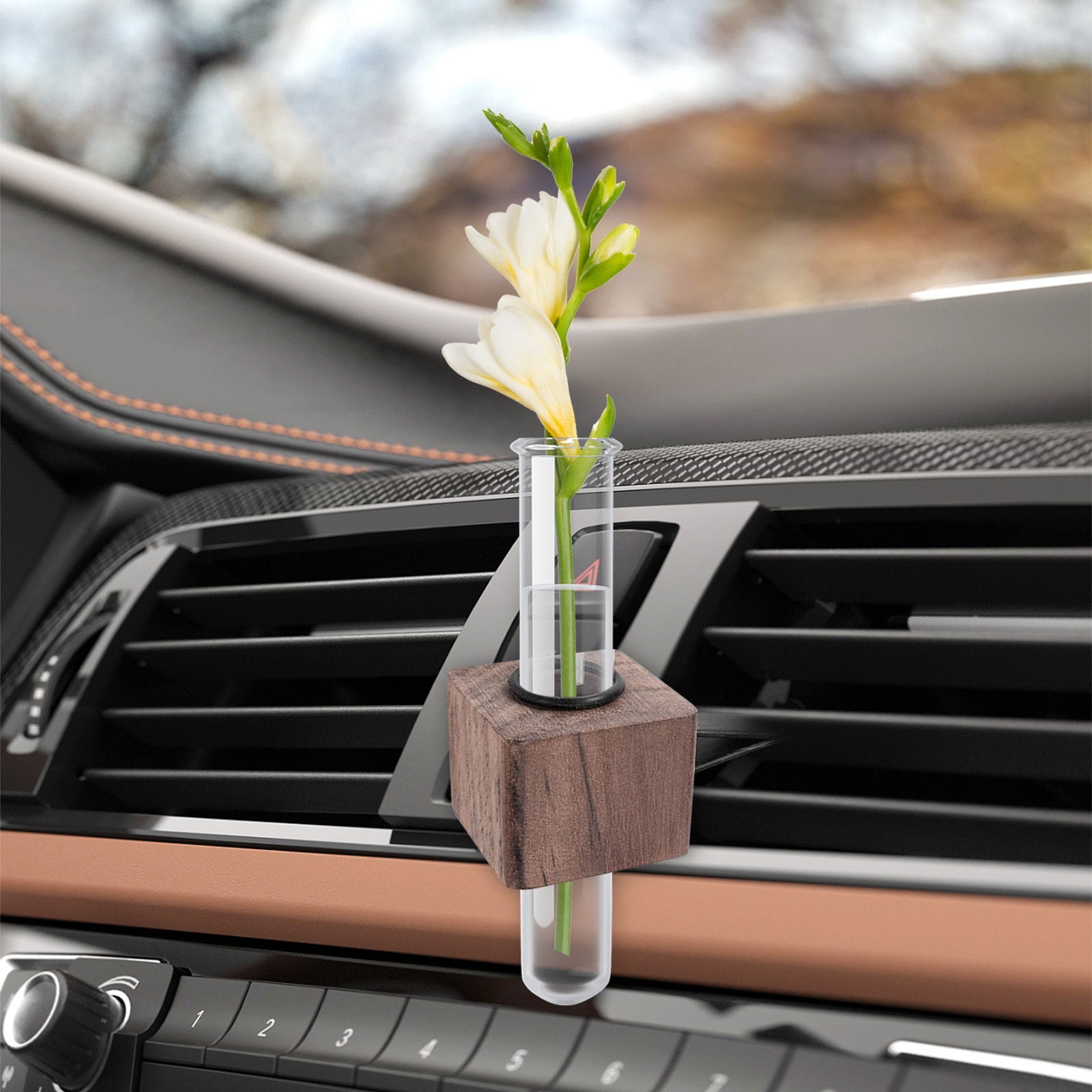 ZestqaQ Solid Wood Air Outlet Flower Holder, Unique Car Vent Vase ...