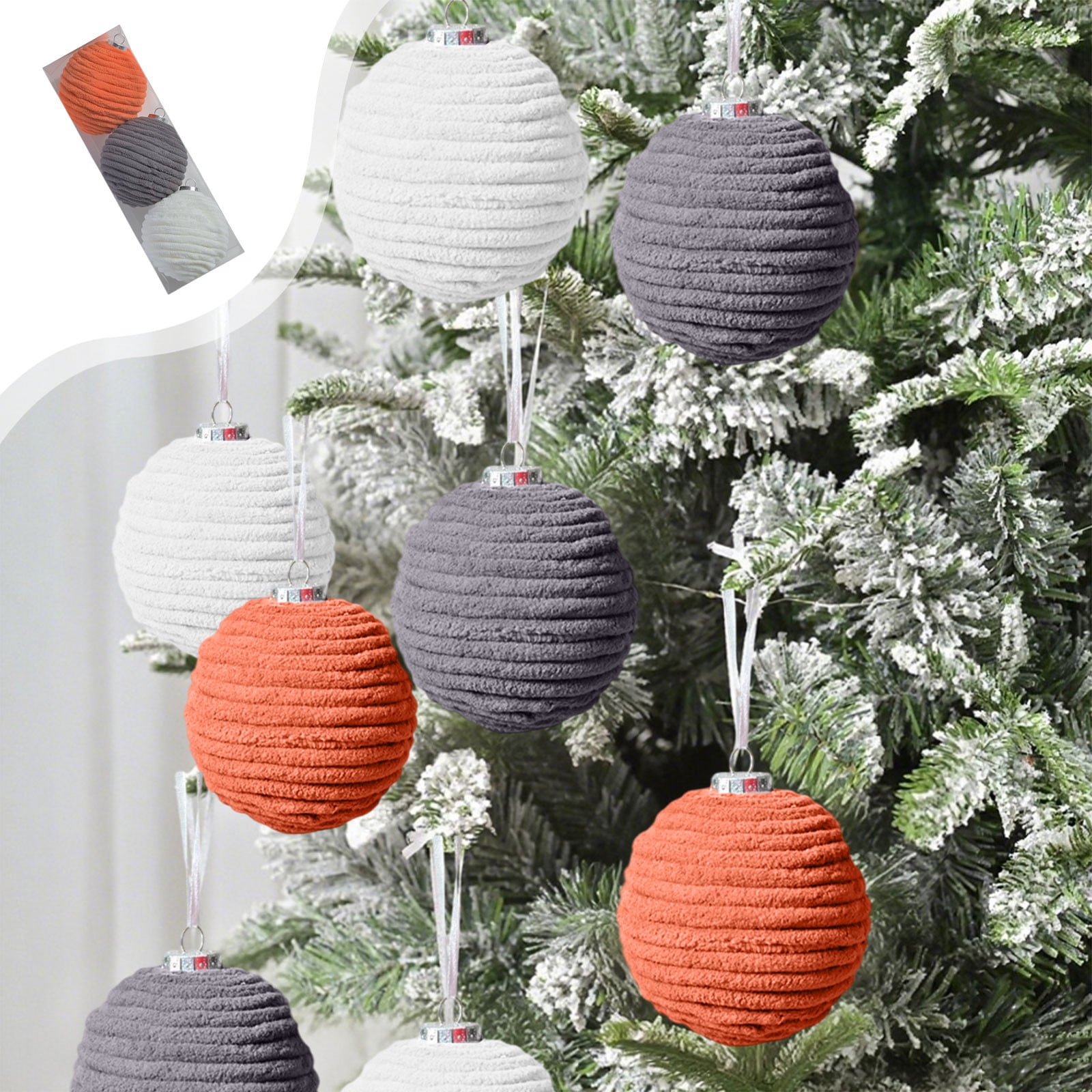 ZestqaQ Velvet Christmas Balls Set, 3-Piece Christmas Tree Ornaments ...