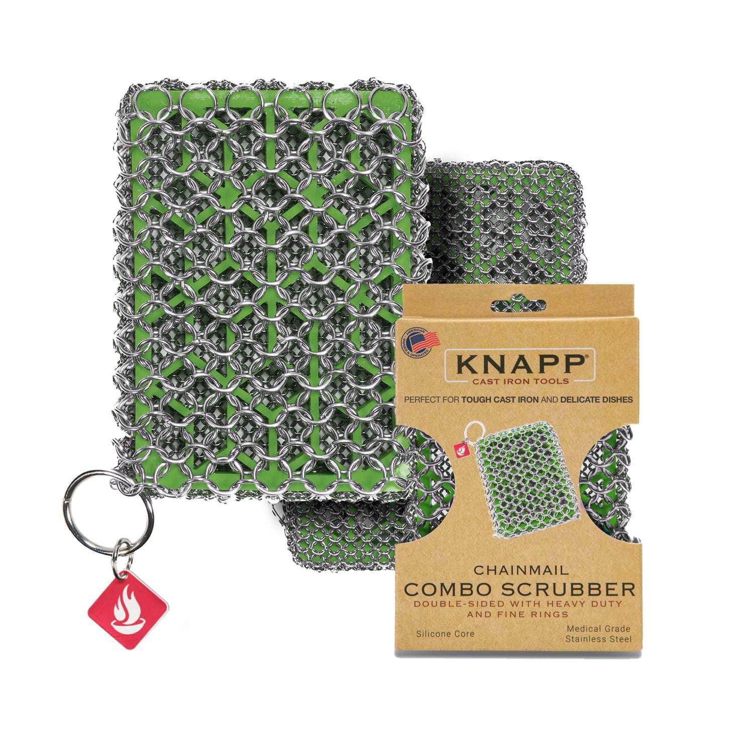 Knapp Made Combo Chainmail Cast Iron Scrubber with Silicone Core ...