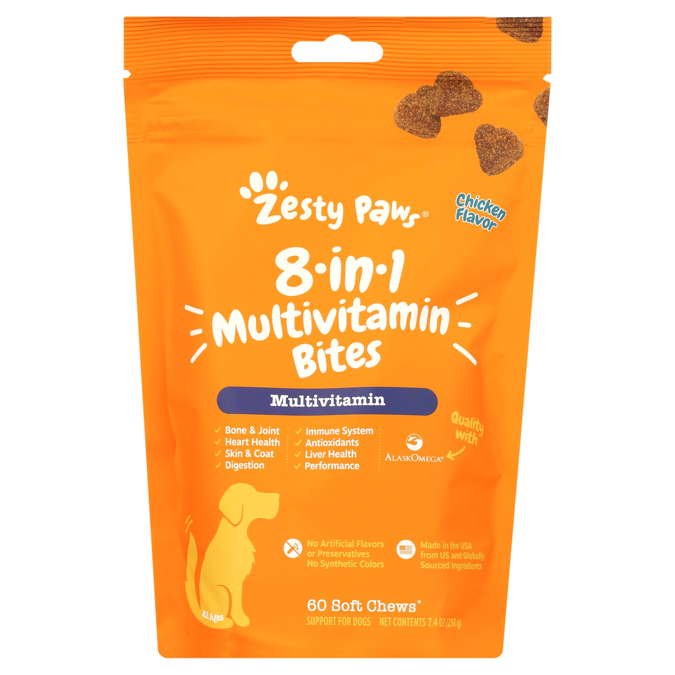 Zesty Paws Multivitamin Soft Chews for Dogs, Probiotic, Senior, Large ...