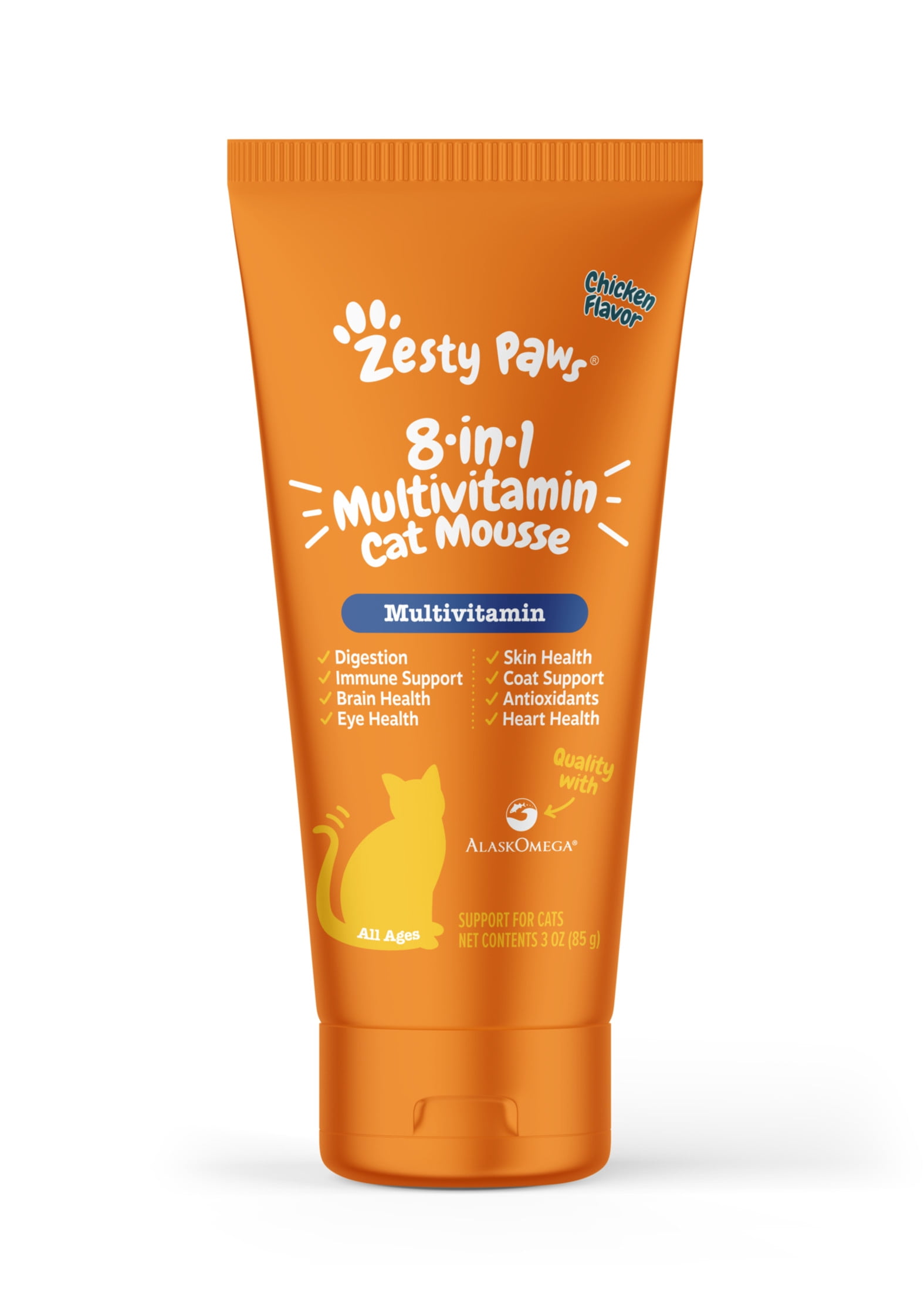 Zesty Paws 8-in-1 Multivitamin Mousse Chicken Flavor Cat Supplement, 3 ...