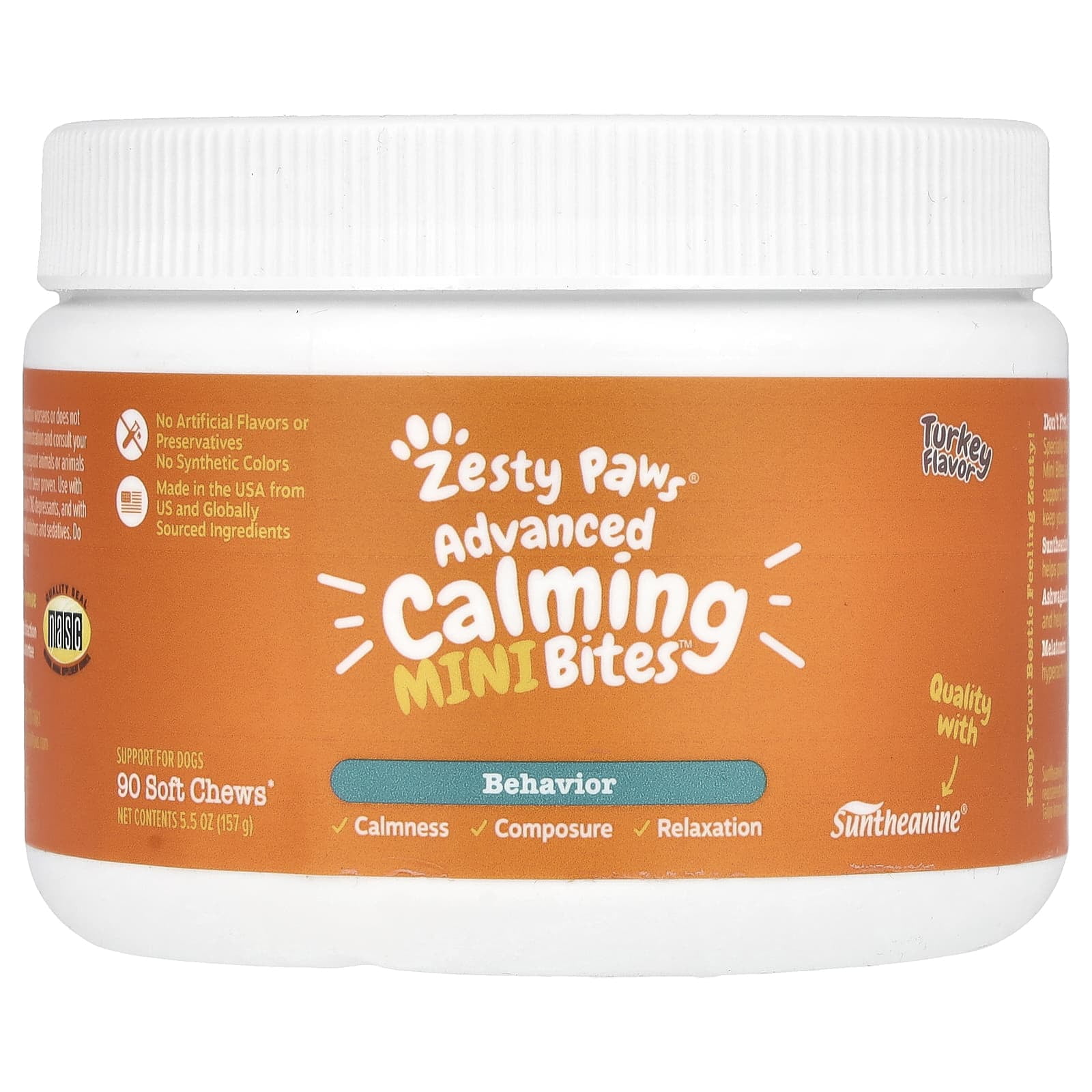 Zesty Paws, Advanced Calming Mini Bites, For Dogs, Turkey, 90 Soft ...