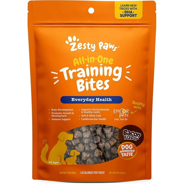 Zesty Paws All-In-One Training Treats for Dogs, Bacon, 8 oz Soft Chews ...