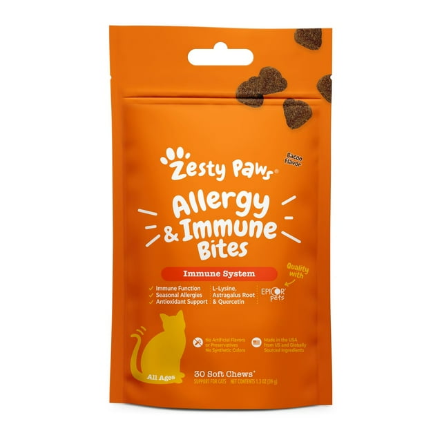 Zesty Paws Allergy & Immune Bites for Cats, Seasonal Allergy Relief ...