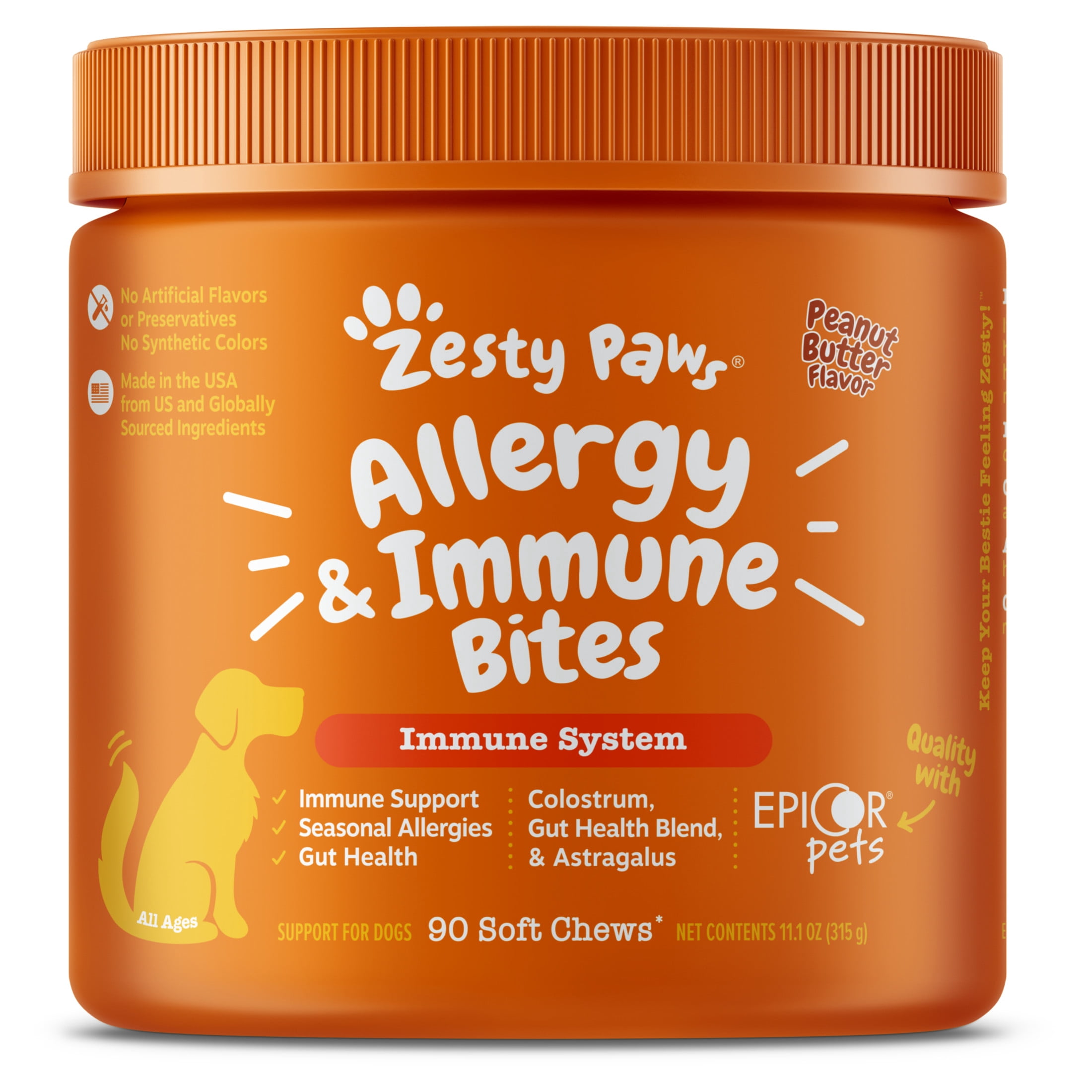 Zesty Paws, Dog Supplement, Allergy & Immune Bites, 90 Count - Walmart.com