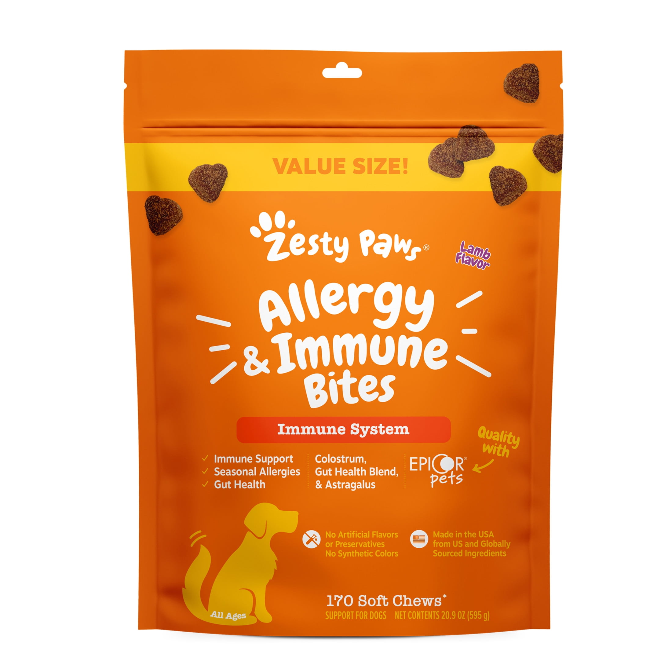 Zesty Paws Allergy Chews for Dogs, Immune Support Soft Chews with ...