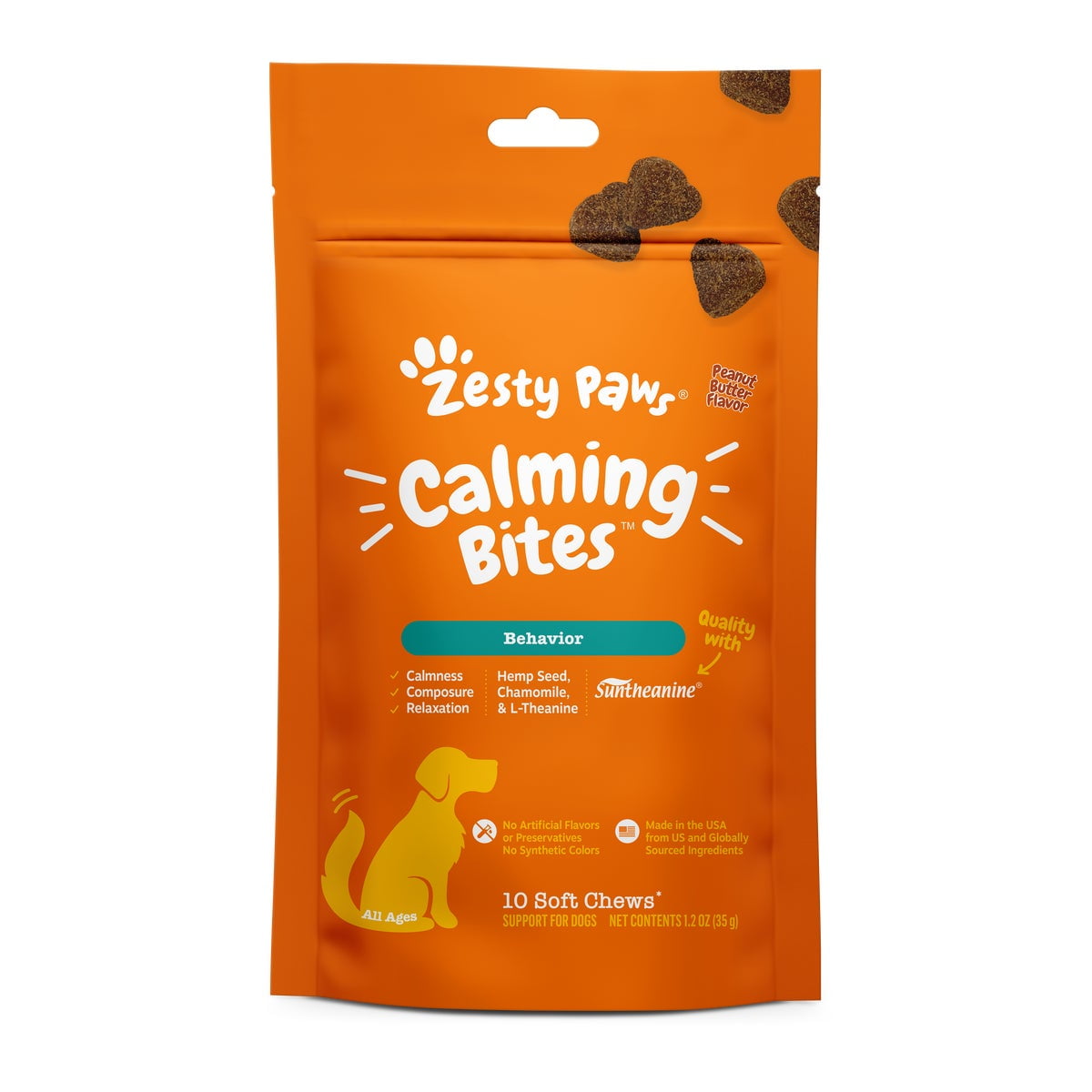 Zesty Paws Calming Bites, for Stress & Anxiety Relief, Peanut Butter ...