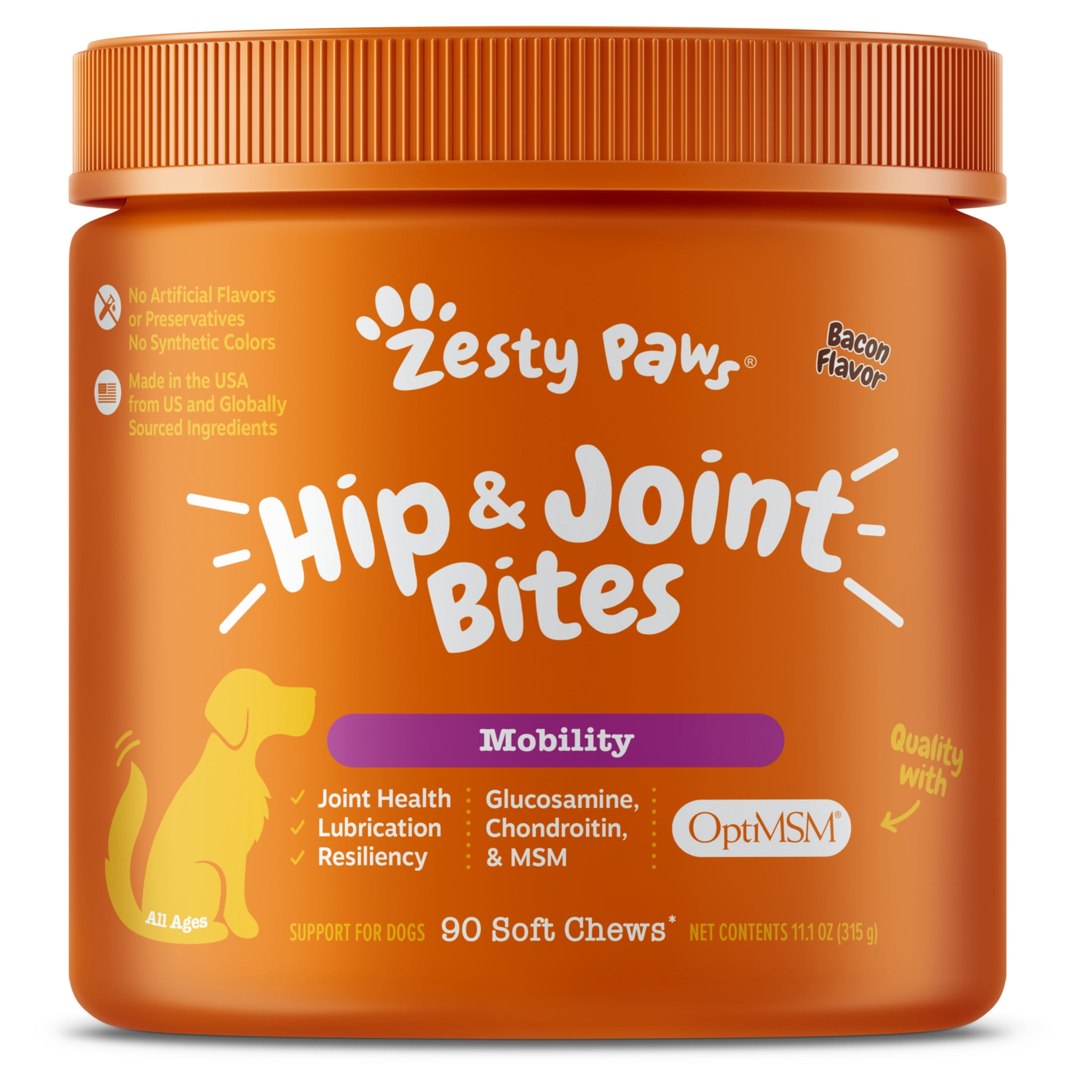 Zesty Paws Hip Joint Support Bites for Dogs, Glucosamine Chondroitin ...