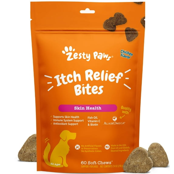 Zesty Paws Itch Relief Bites for Dogs, for Itch Relief & Skin Health ...