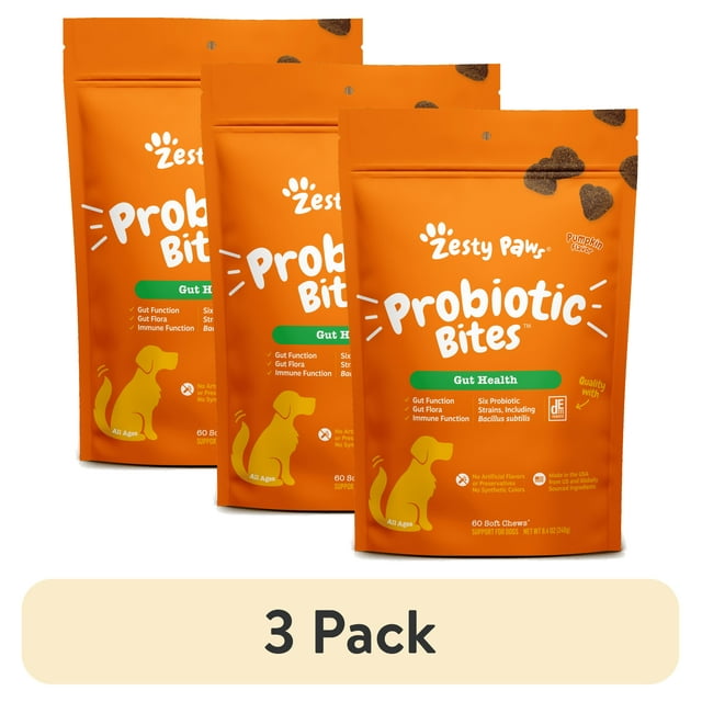 (3 pack) Zesty Paws Probiotic Bites for Dogs, to Support Gut Health ...