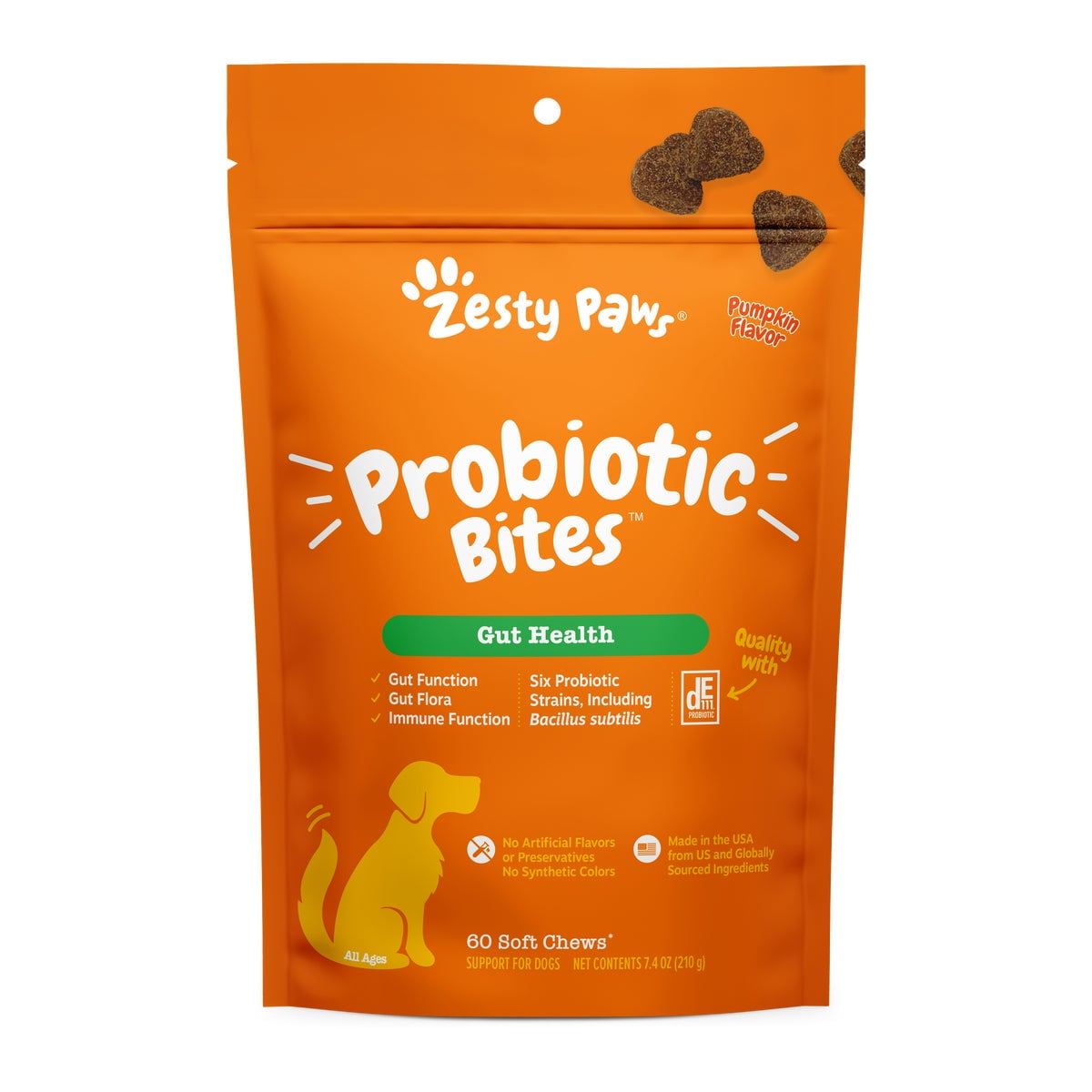 Zesty Paws Probiotic Bites for Dogs, Pumpkin Flavor, 60 Count - Walmart.com