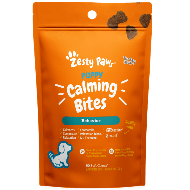 Zesty Paws Puppy Calming Bites, Stress & Anxiety Relief for Puppies ...