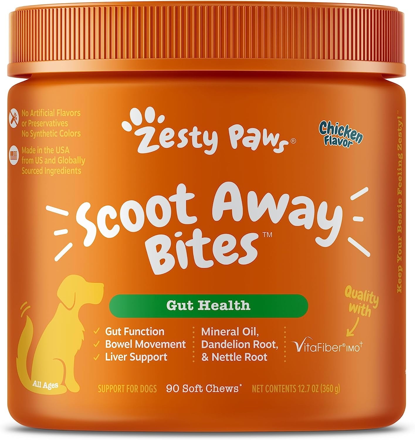 Zesty Paws Scoot Away Bites Dog Supplement Chicken - 90 Soft Chews Pack ...