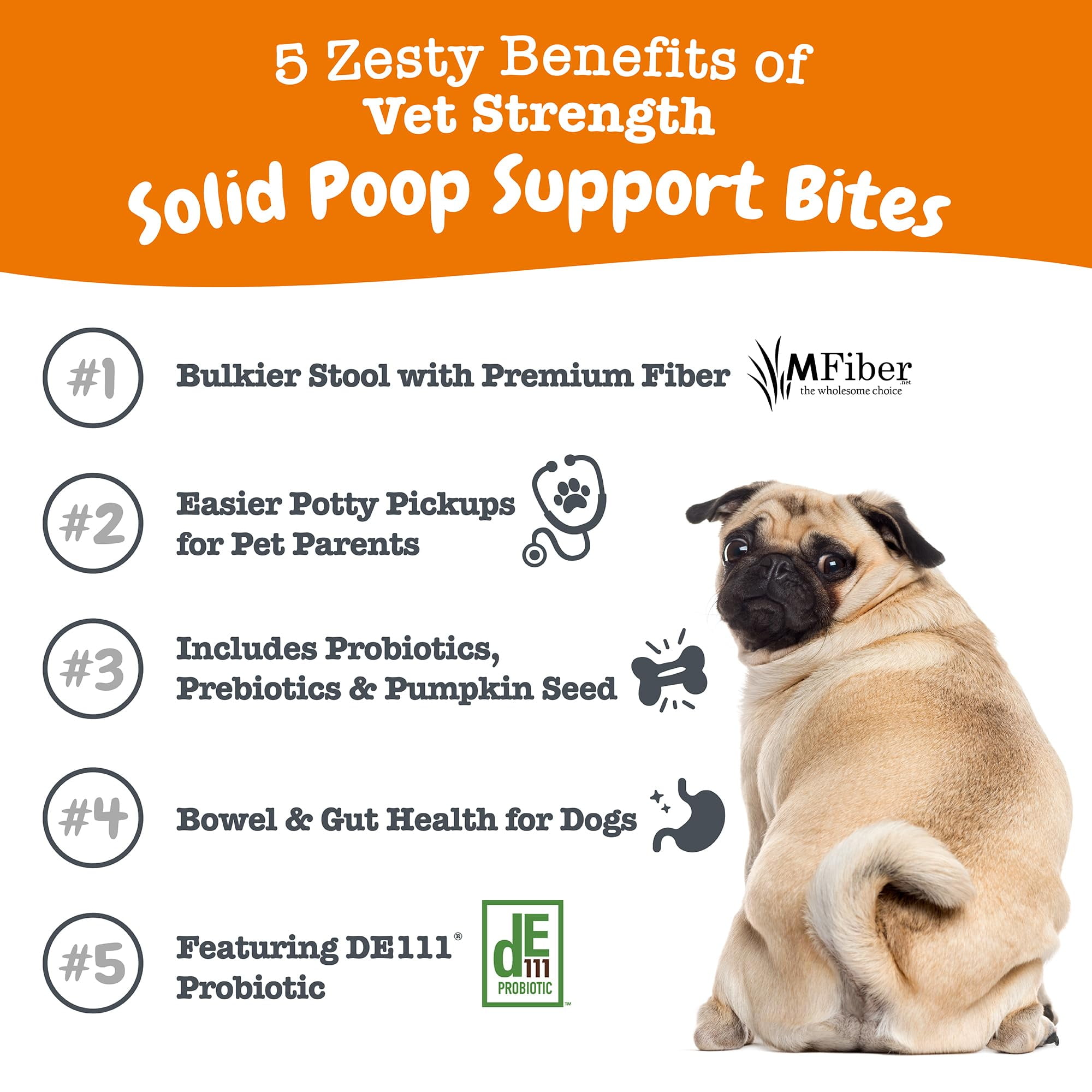 Zesty Paws Solid FEV6 Poop Support Bites - Dog Stool Hardener - Pumpkin ...