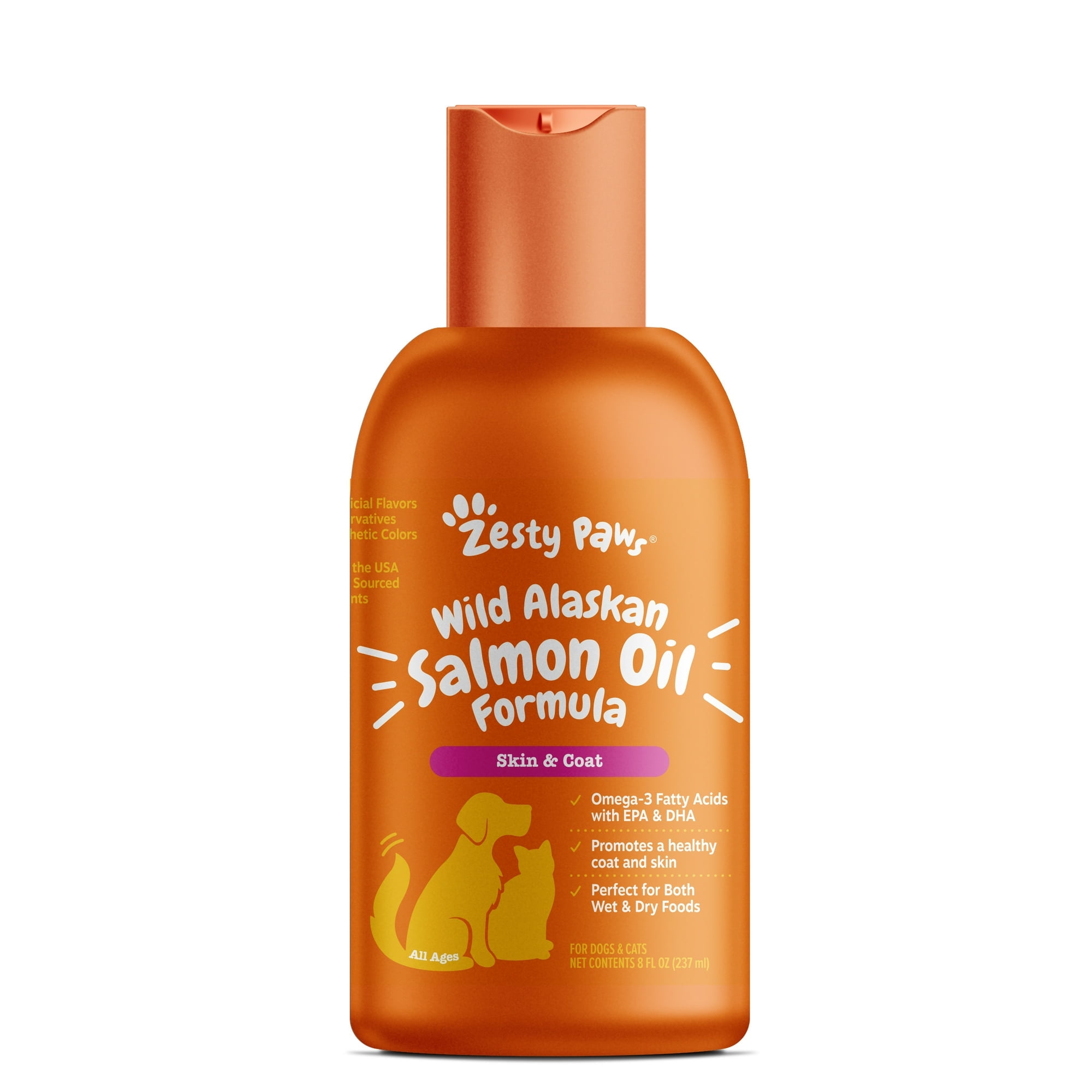 Zesty Paws Wild Alaskan Salmon Oil Formula for Dogs & Cats, Promotes a ...