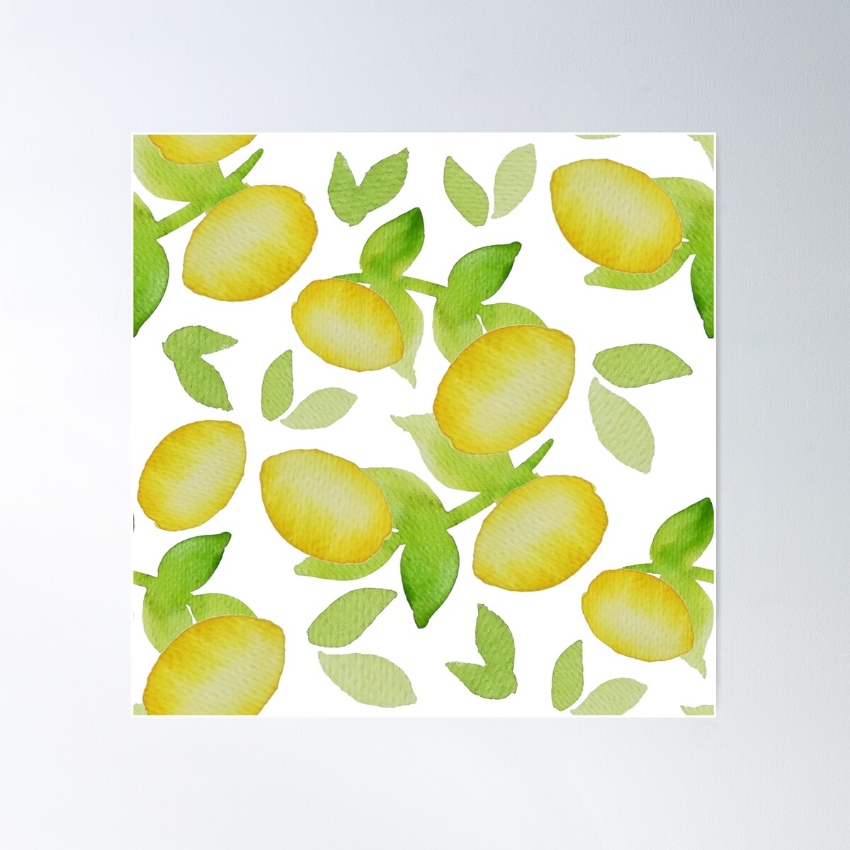 Zesty Watercolor Lemons And Leaves Poster Wall Art, Modern Wall Decor ...