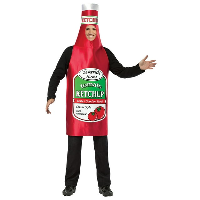 Zestyville Ketchup Men's Adult Halloween Costume, One Size, (40-46 ...