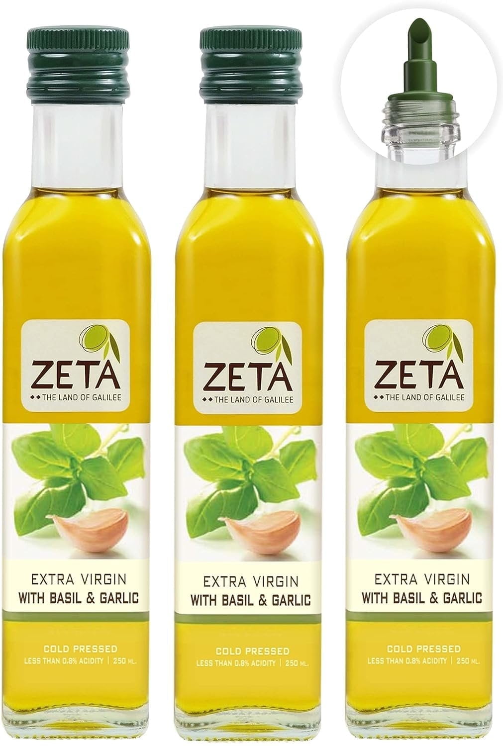 Zeta Extra Virgin Olive Oil with Basil and Garlic 8.5fl oz. Pack of 3 ...