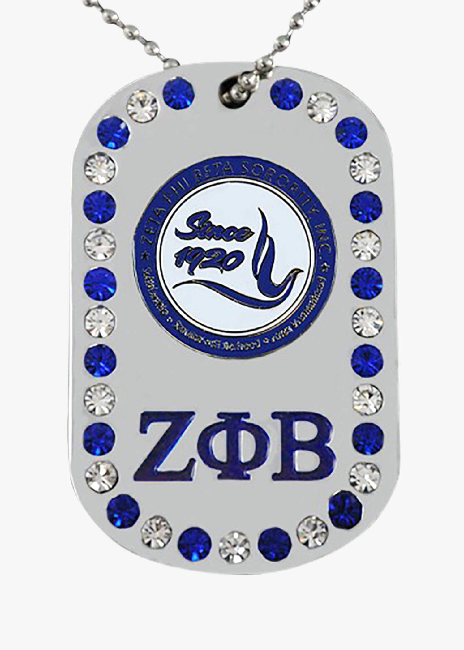 Zeta Phi Beta Bling Rhinestone Double Side Dog Tag Necklace - Walmart.com
