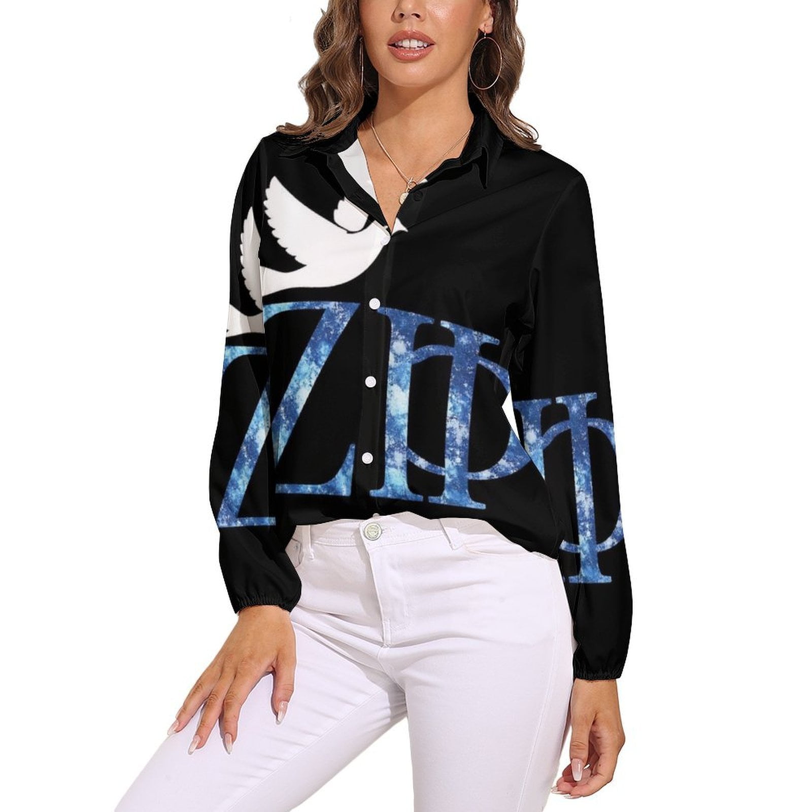 Zeta Phi Beta Emblem-1 Vntage Casual Long Sleeve Shirt Blouse Woman ...
