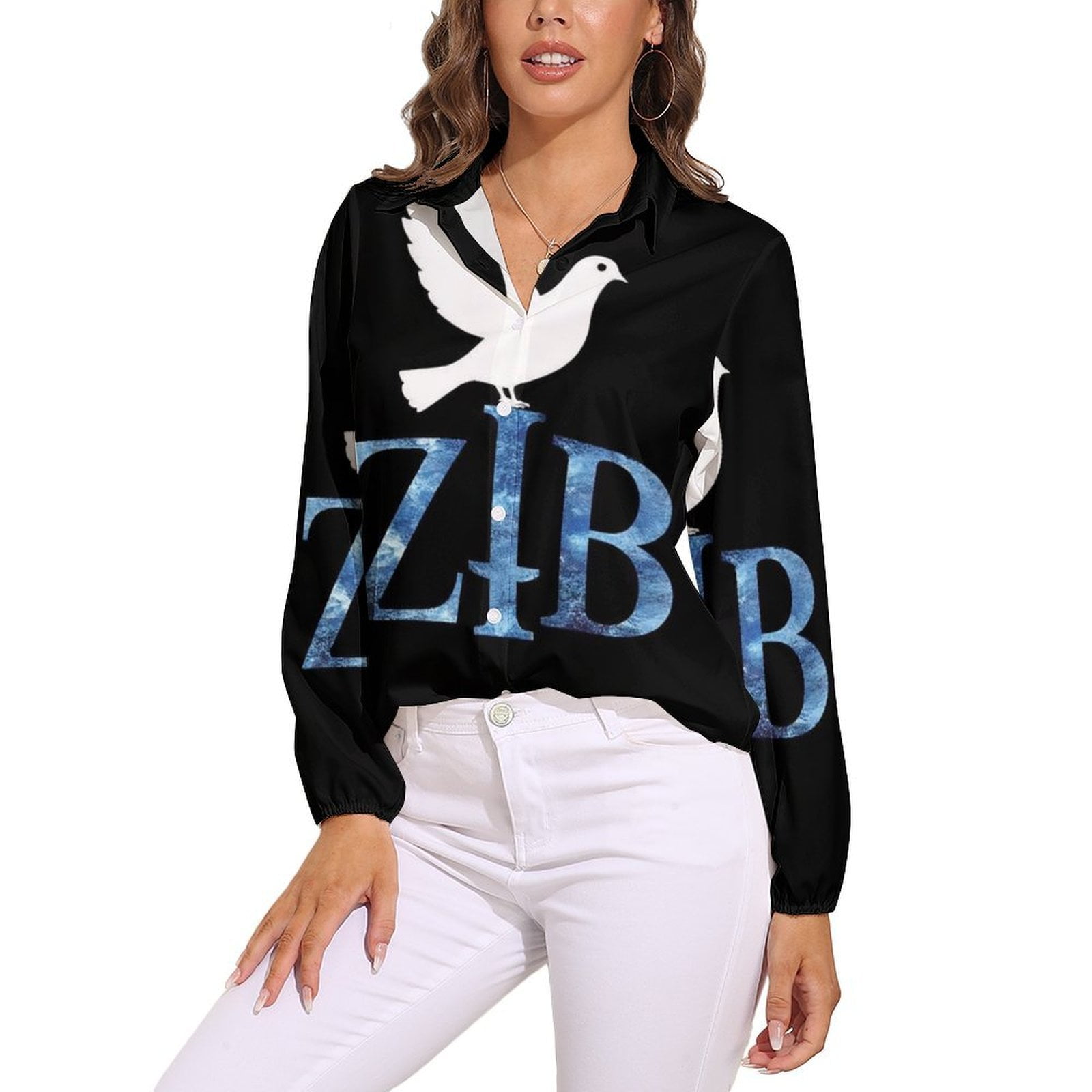 Zeta Phi Beta Emblem-2 Vntage Casual Long Sleeve Shirt Blouse Woman ...