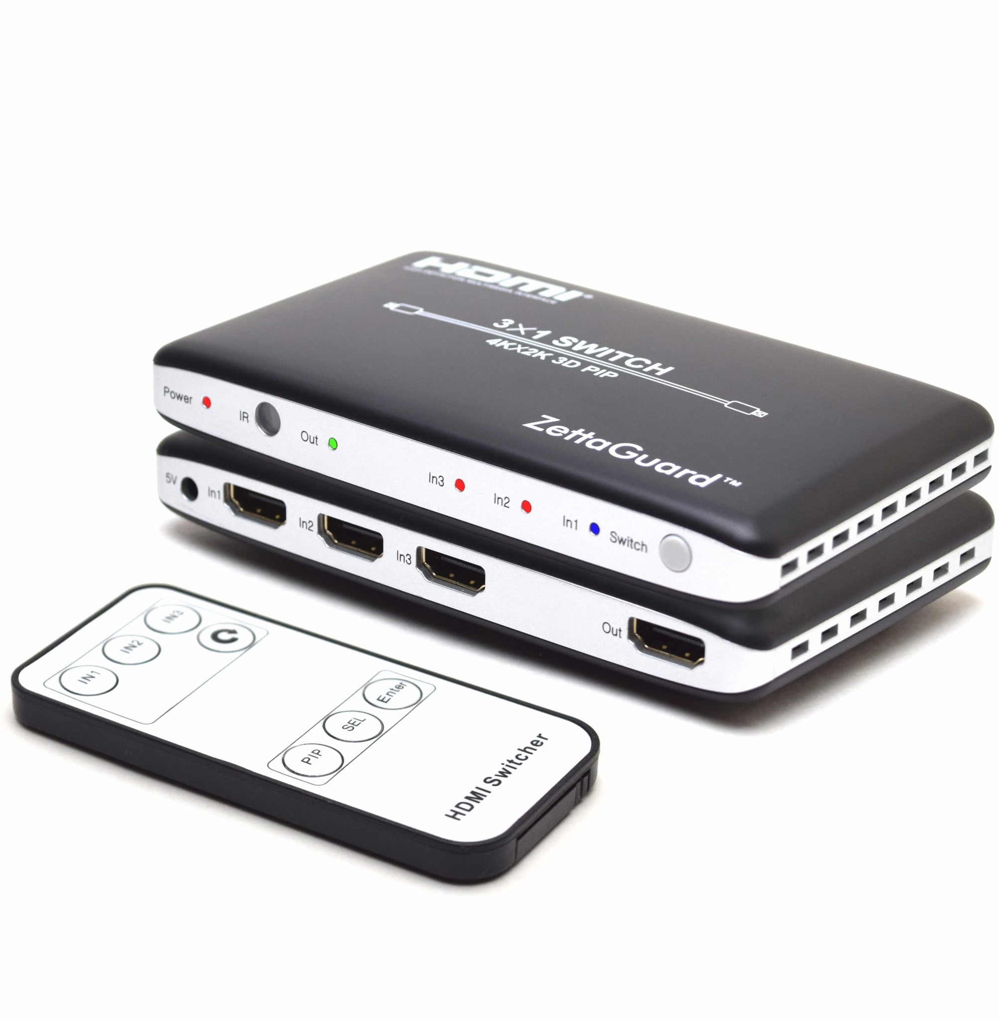 Zettaguard 4K HDMI Switch, 3 Port 3x1 Splitter with PIP and IR Remote ...