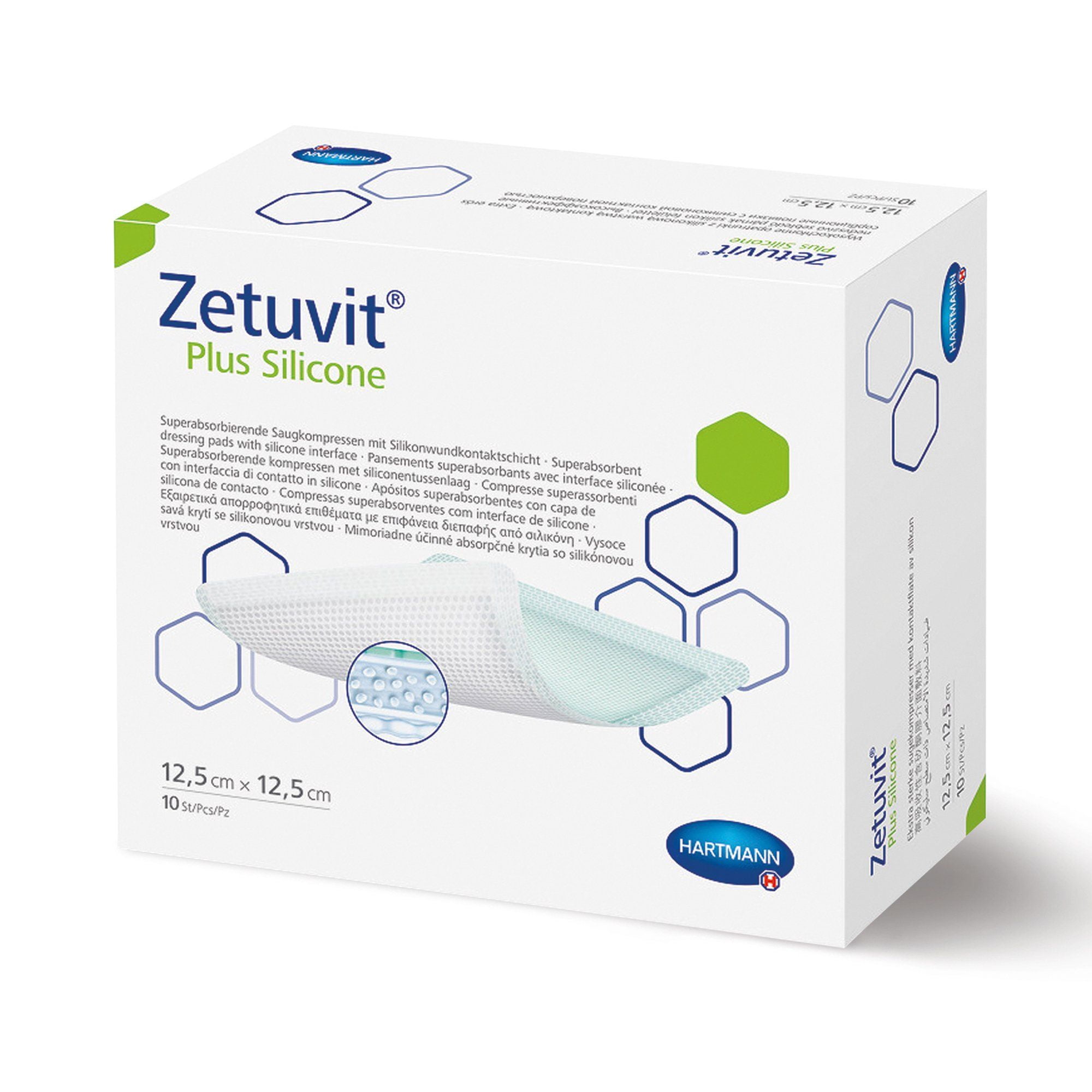 Zetuvit Plus Silicone Super Absorbent Dressing, 4 x 8 Inch (BX/10 ...