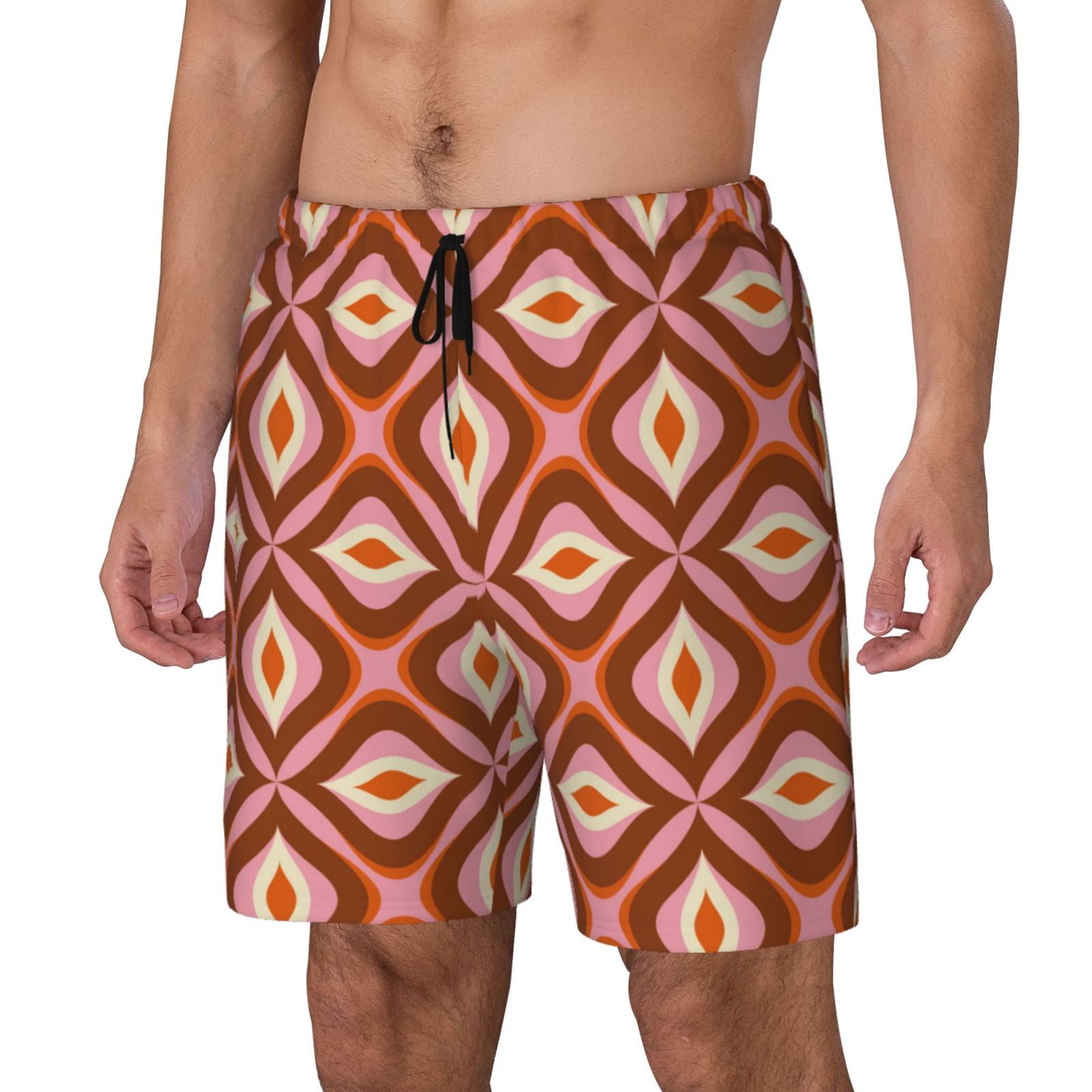 Zeuib 70s Retro Style Print Swimming Trunks for Men Boys,Swimming ...