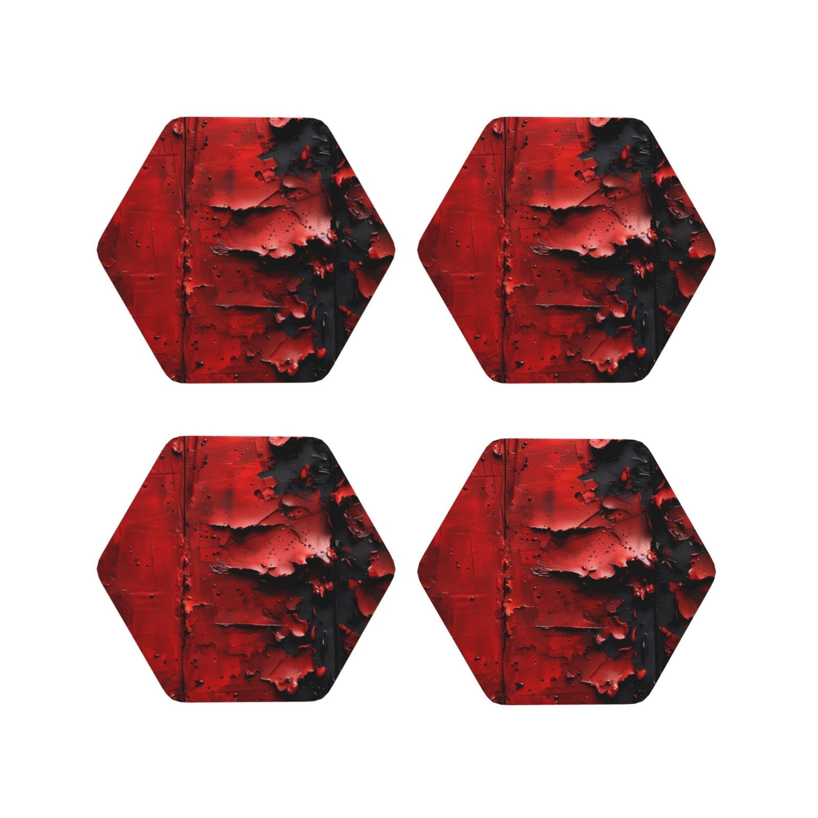 Zeuib Abstract Red Textured Canvas Print Set of 4 Coasters for Drinks ...