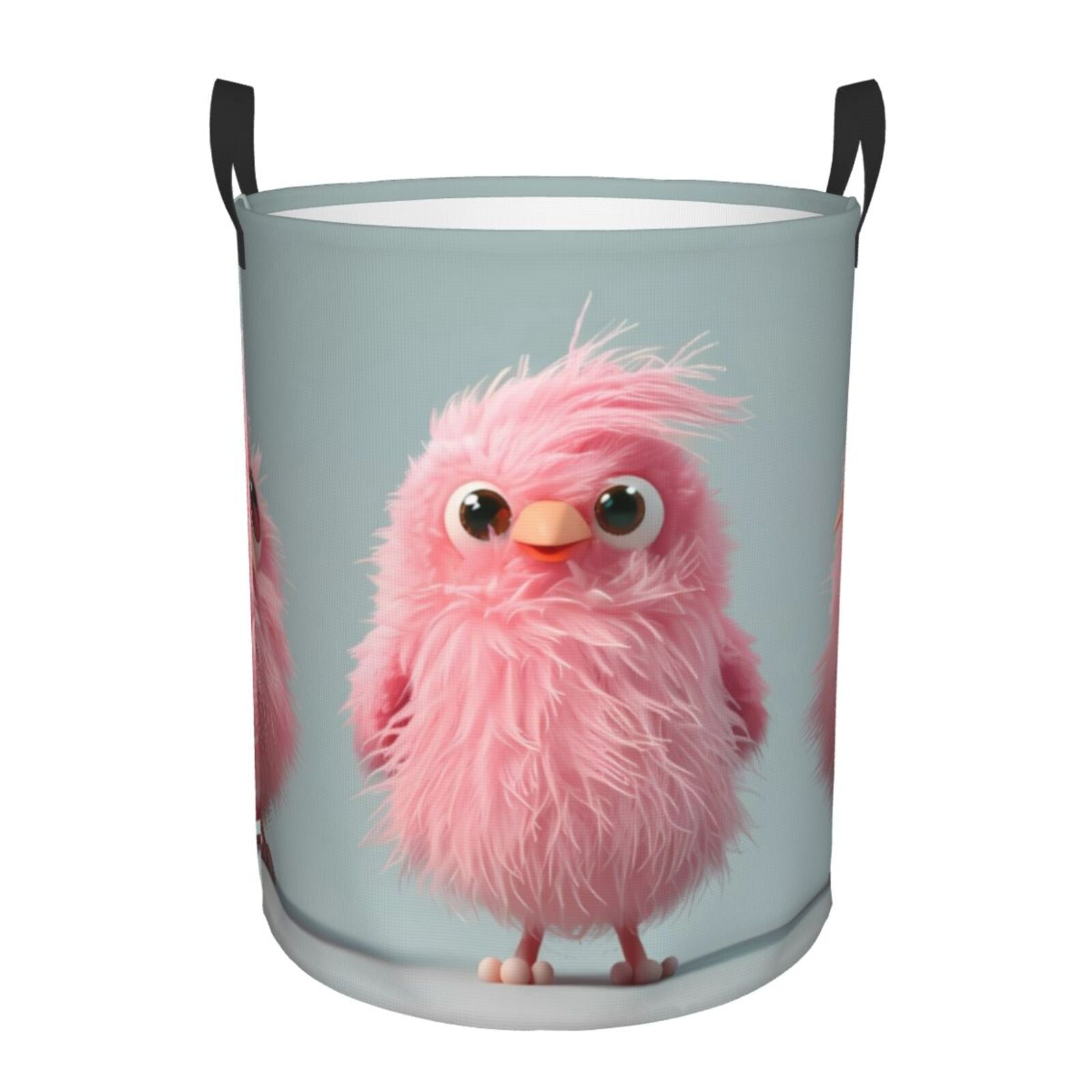 Zeuib Adorable Pink Fluffy Birds Print Large Laundry Basket,Round ...