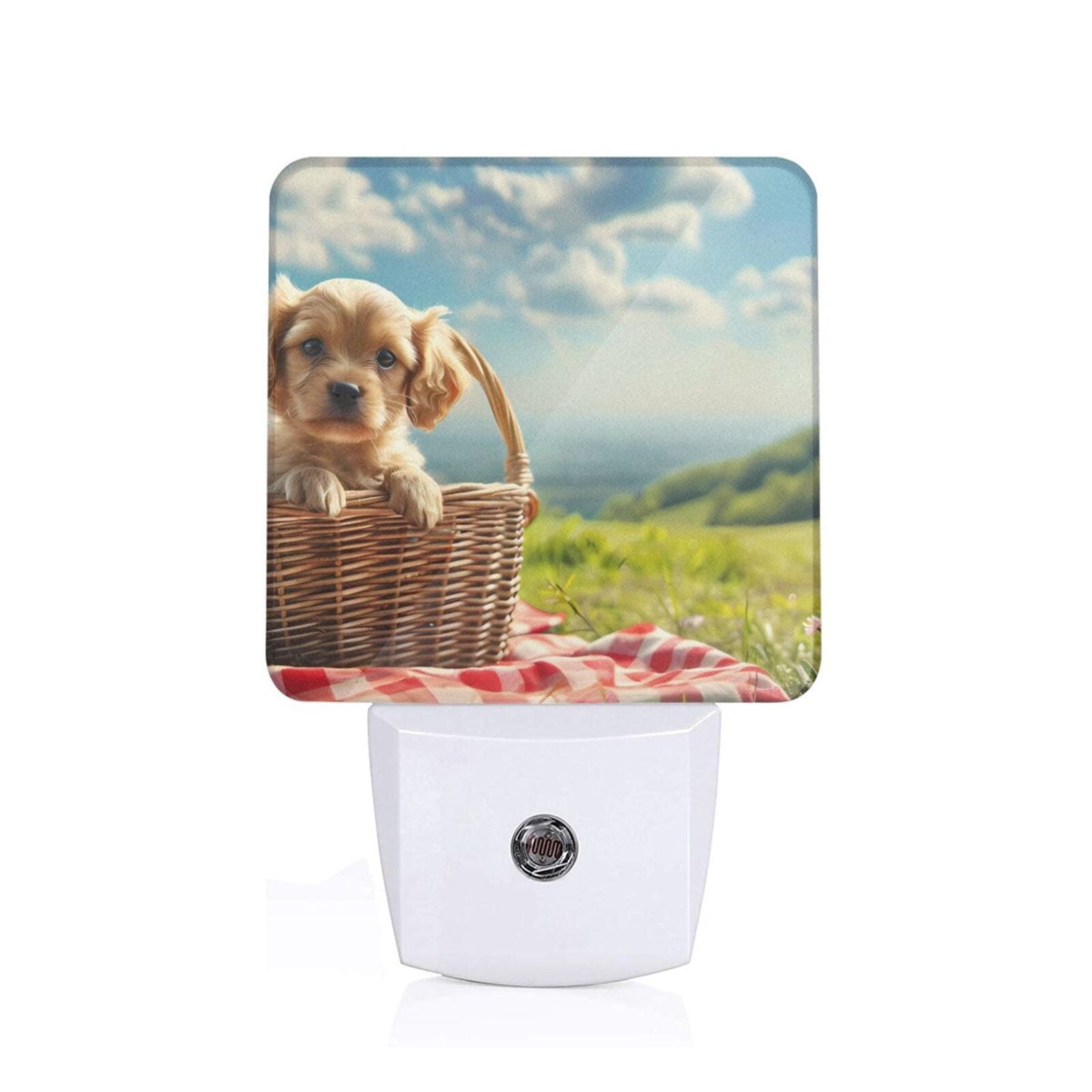 Zeuib Adorable Puppy Basket LED Night Light,Plug in Night Light with ...