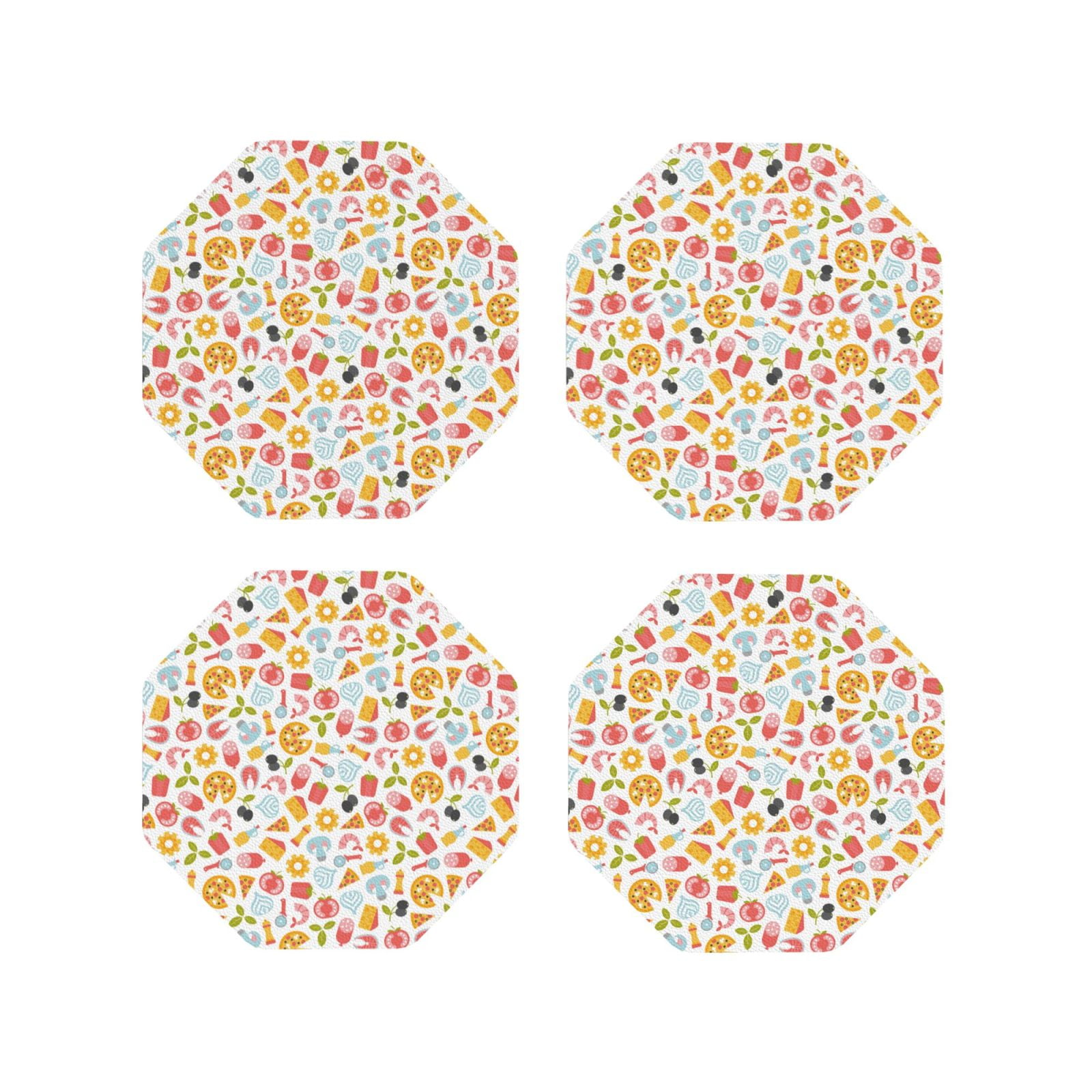 Zeuib Afternoon Tea Print Set of 4 Coasters for Drinks, Glass & Cups ...