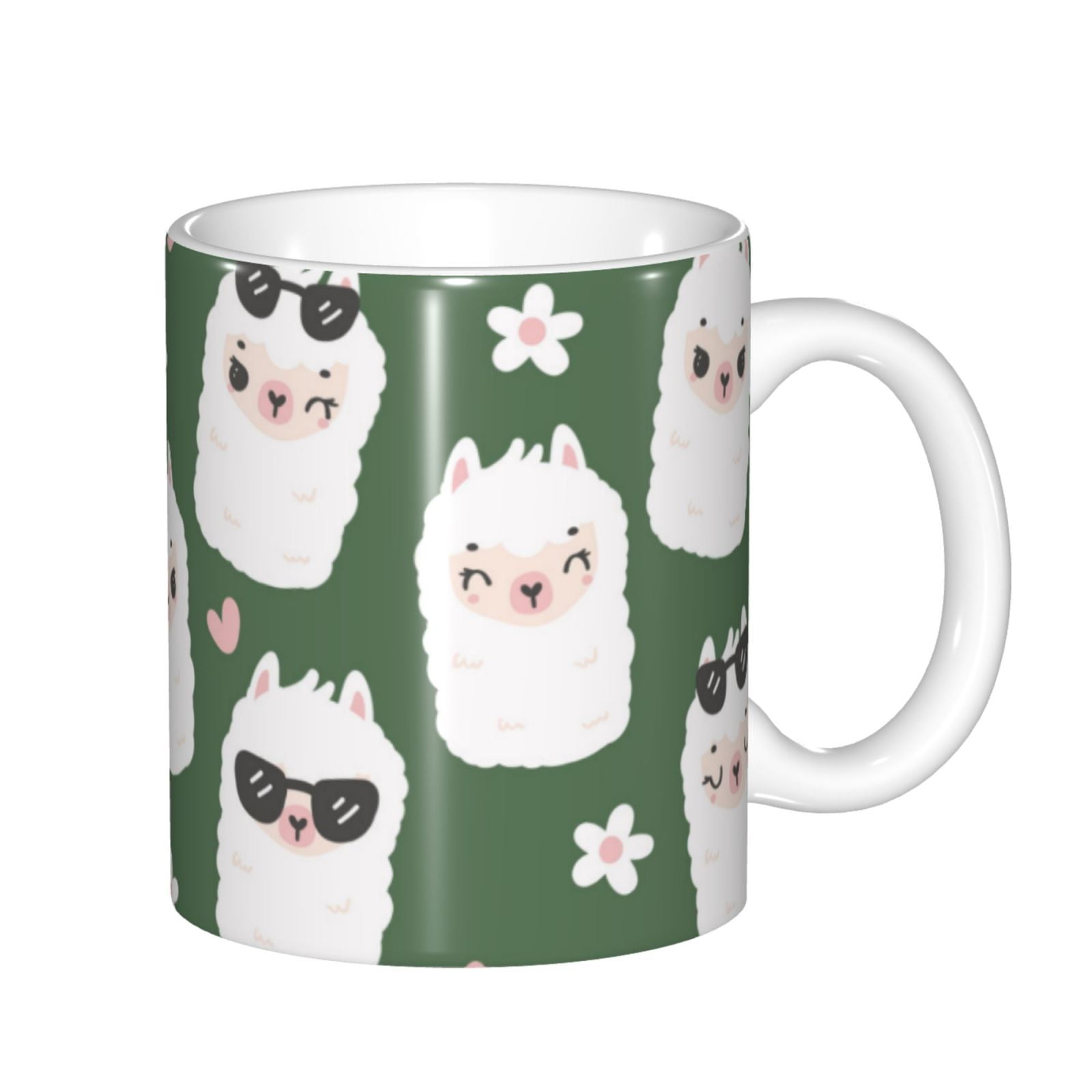 Zeuib Alpaca Faces Ceramic Coffee Mug with Large Handle，Modern Reactive ...