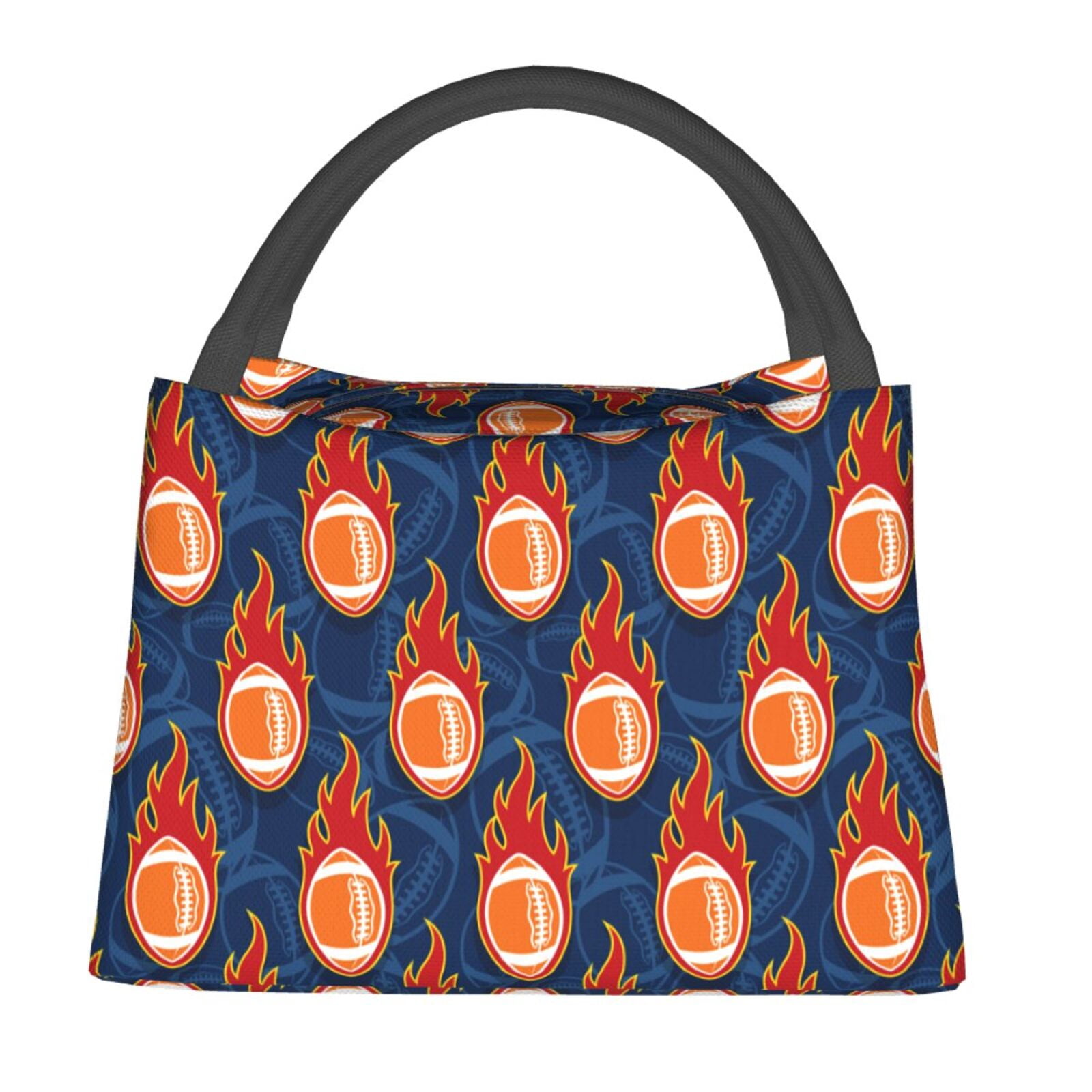 Zeuib American Football and Fire Flames Lunch Bag,Collapsible Cooler ...