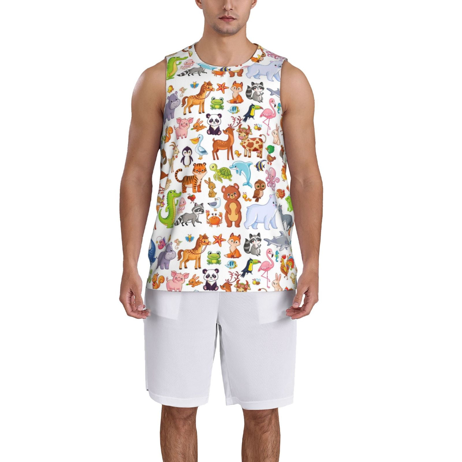 Zeuib Animal Cartoon Style Jersey Shirt for Men,Mesh Athletic Practice ...