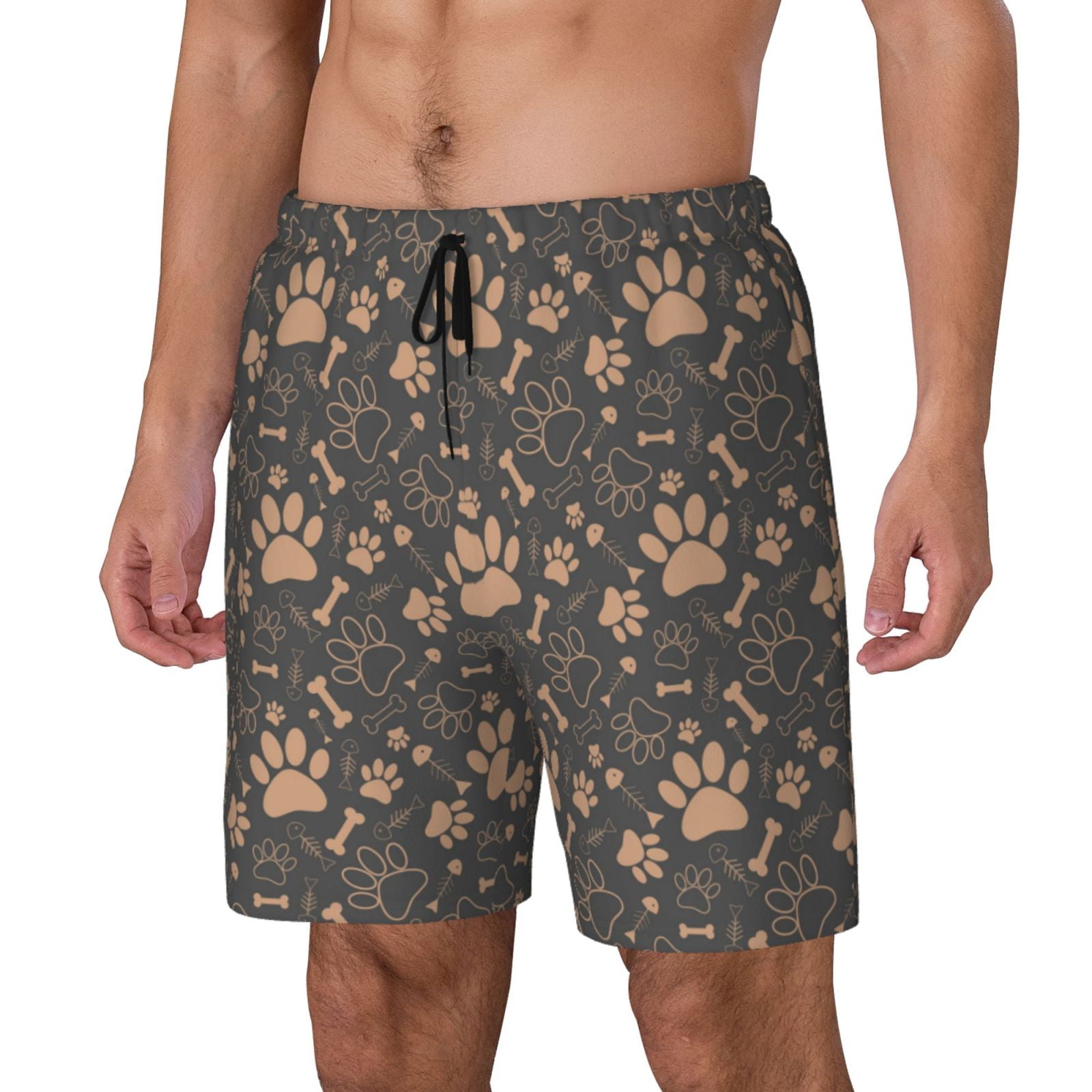 Zeuib Animal Paw Print Swimming Trunks for Men Boys,Swimming Shorts ...