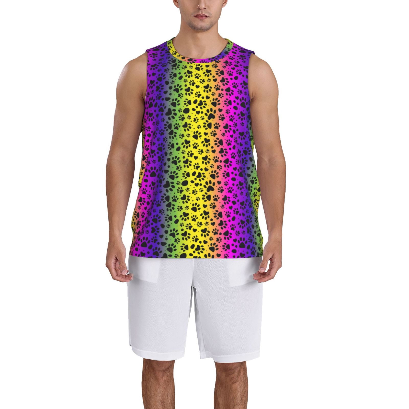 Zeuib Animal Paw Rainbow Jersey Shirt for Men,Mesh Athletic Practice ...