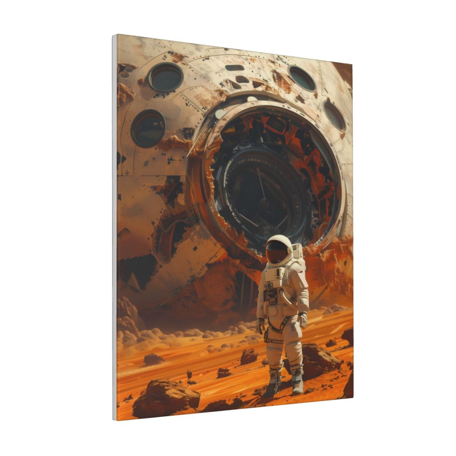 Zeuib Astronaut Exploring Mars Print Farmhouse Canvas Wall Art For ...