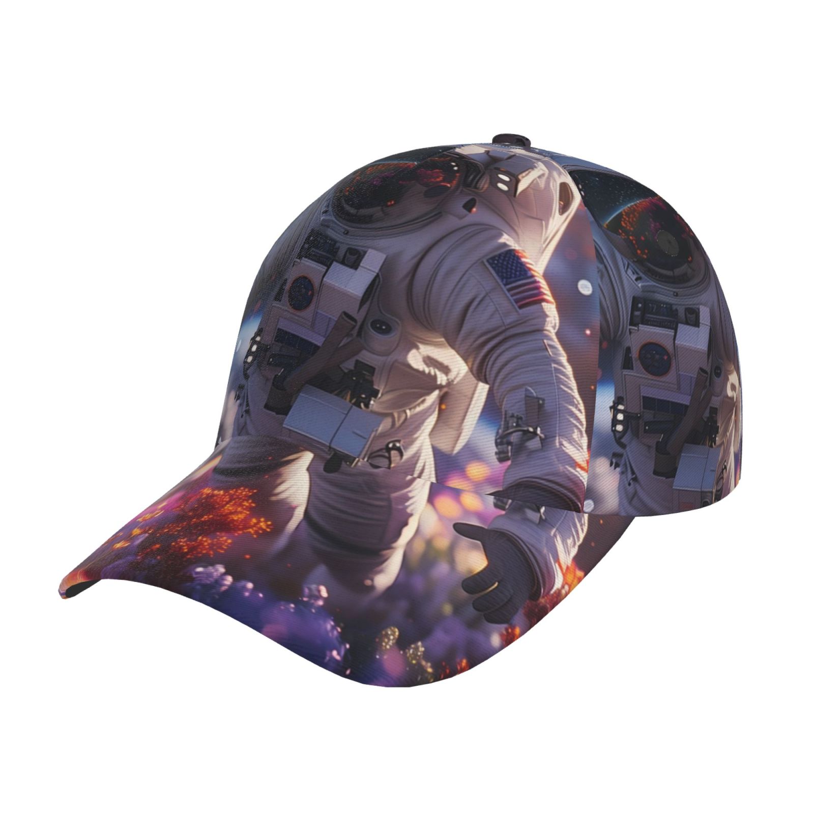 Zeuib Astronaut In Cosmic Garden Baseball Cap Adjustable Size for ...