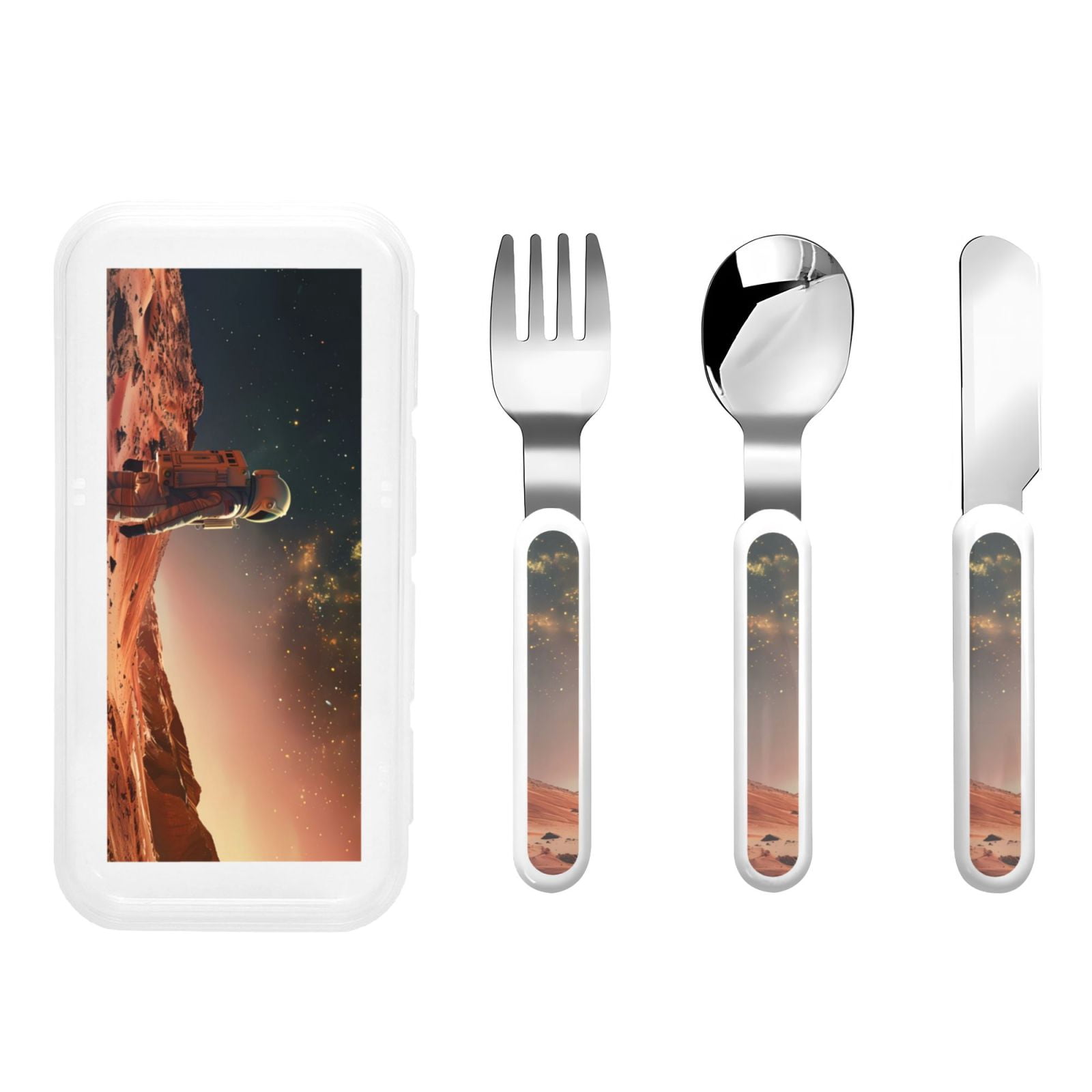 Zeuib Astronaut On Mars A Print 3 Pieces Children Fork Spoon Knife Set ...