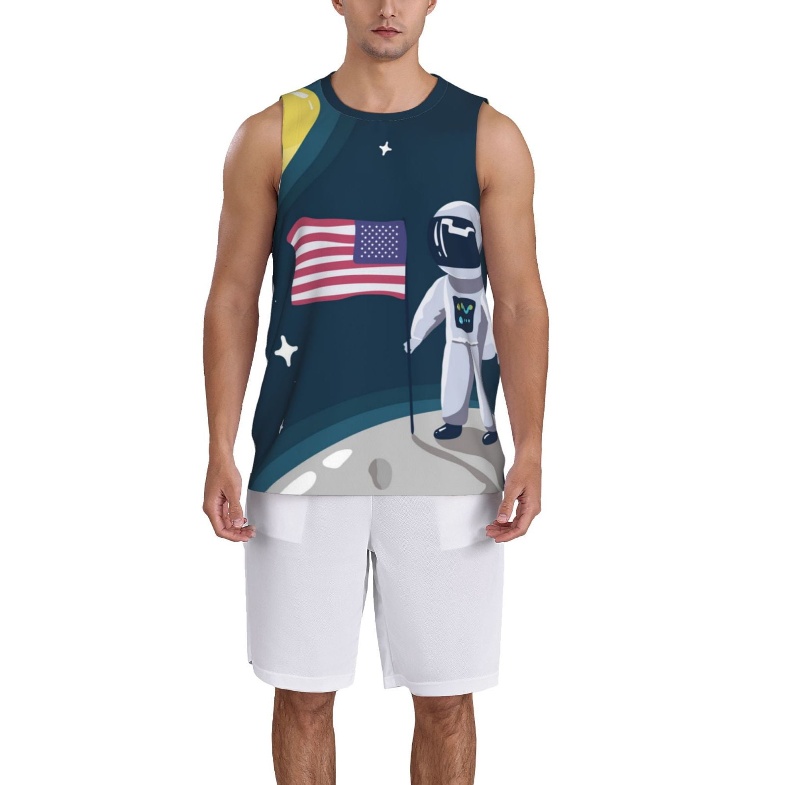 Zeuib Astronaut With USA Flag Jersey Shirt for Men,Mesh Athletic ...