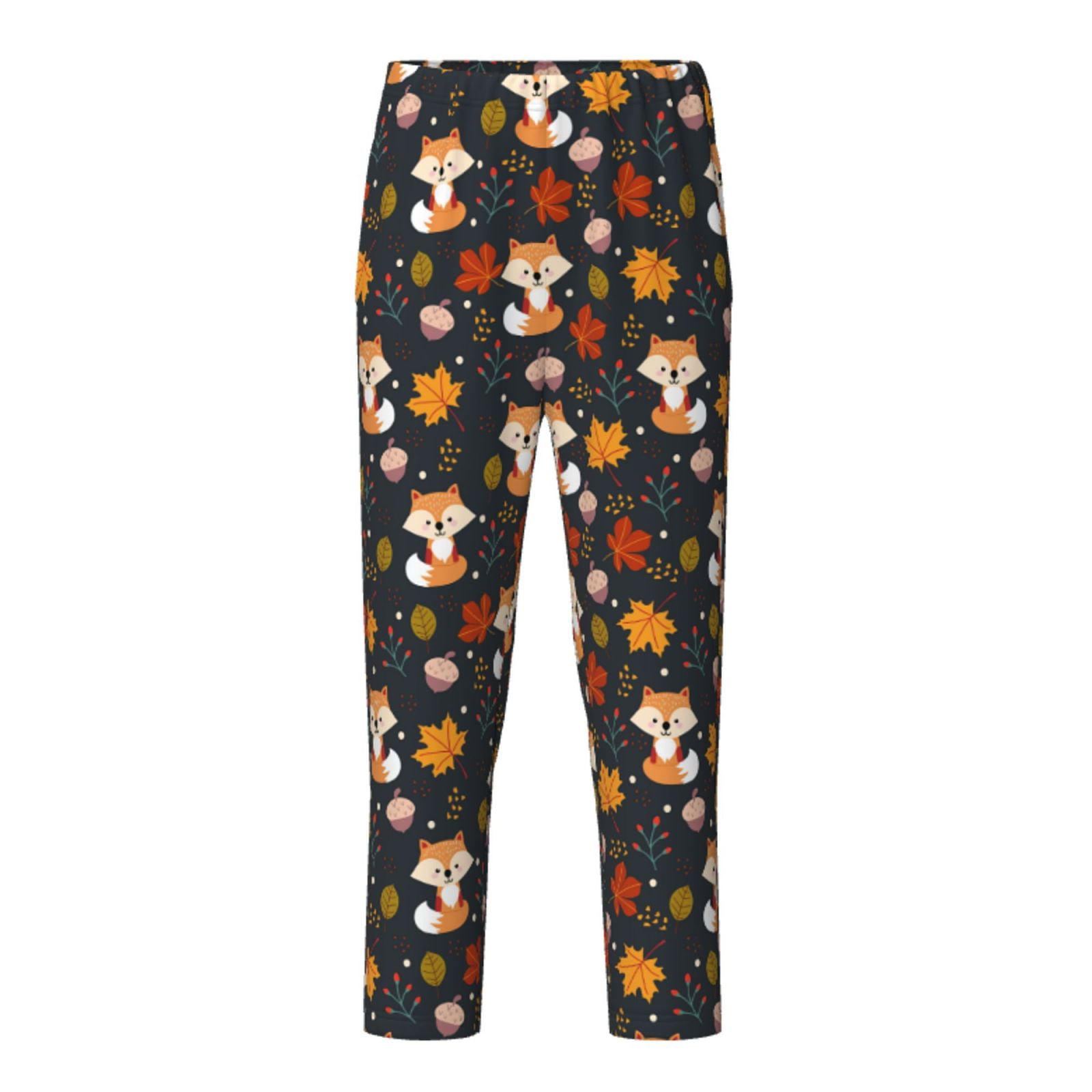 Zeuib Autumn Fox Print Pajama Pants for Girls Boys,PJ Bottoms for Kids ...