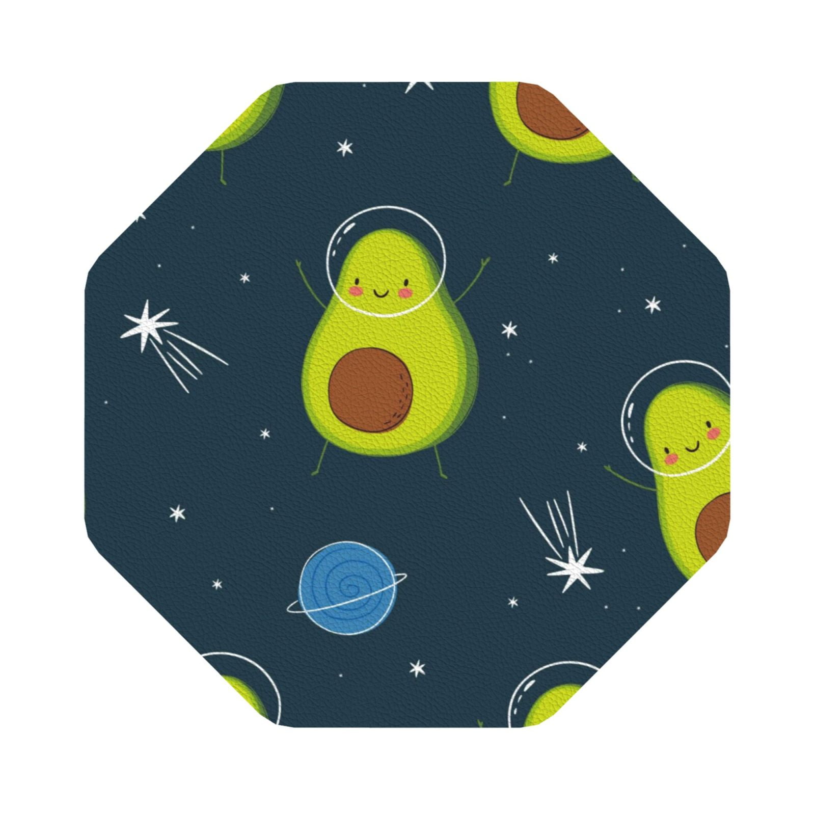 Zeuib Avocado in Space Print Set of 6 Coasters for Drinks, Glass & Cups ...