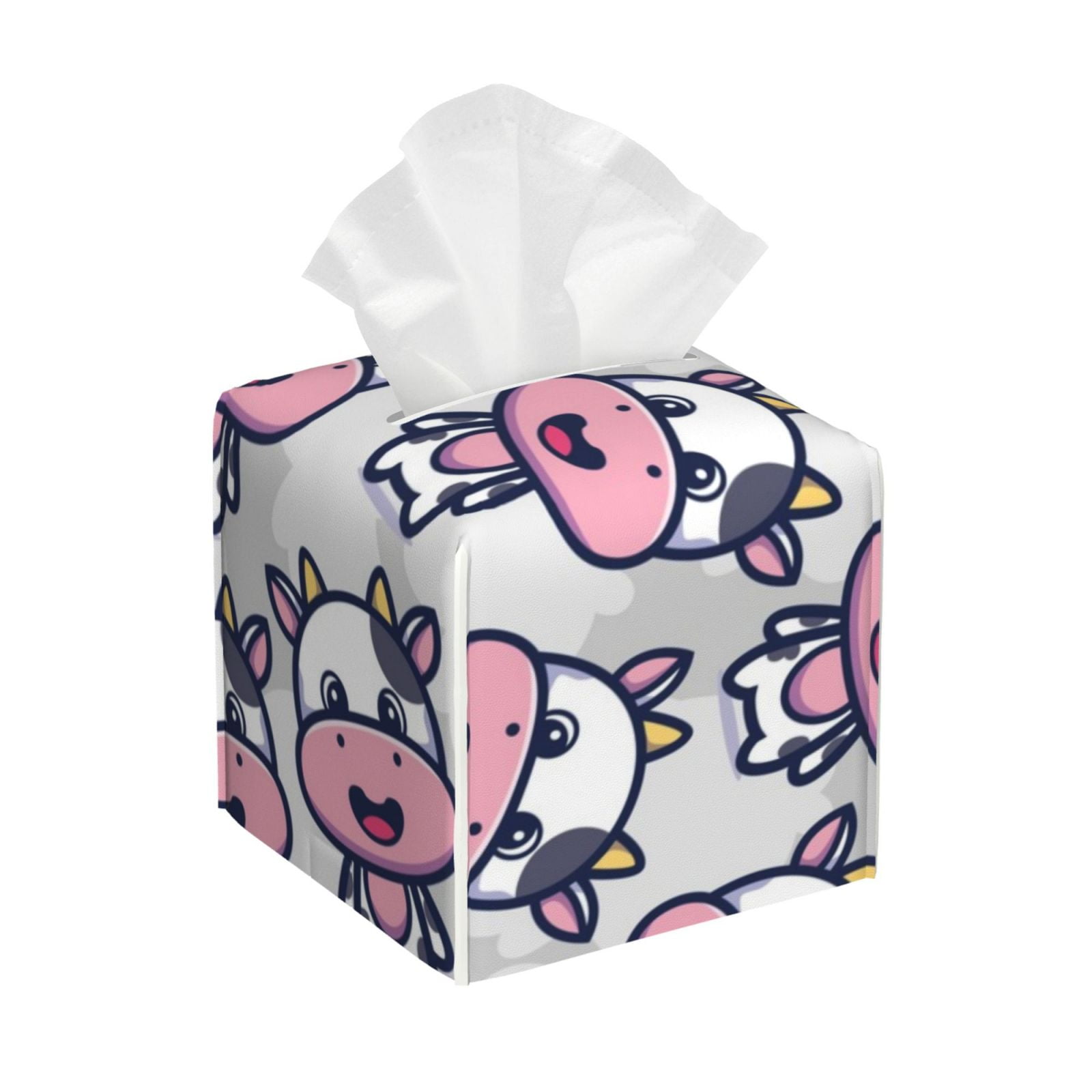 Zeuib Baby Cow Print Tissue Box Cover,PU Leather Tissue Holder,Square ...